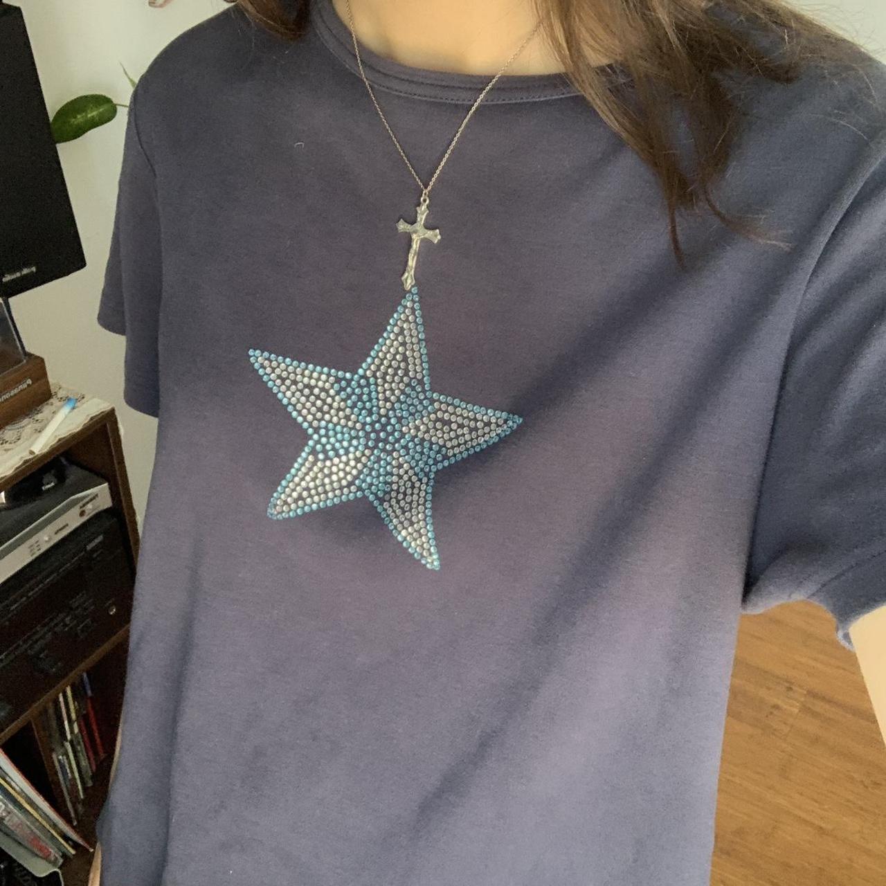 super cool oversized t shirt with bedazzled star... - Depop