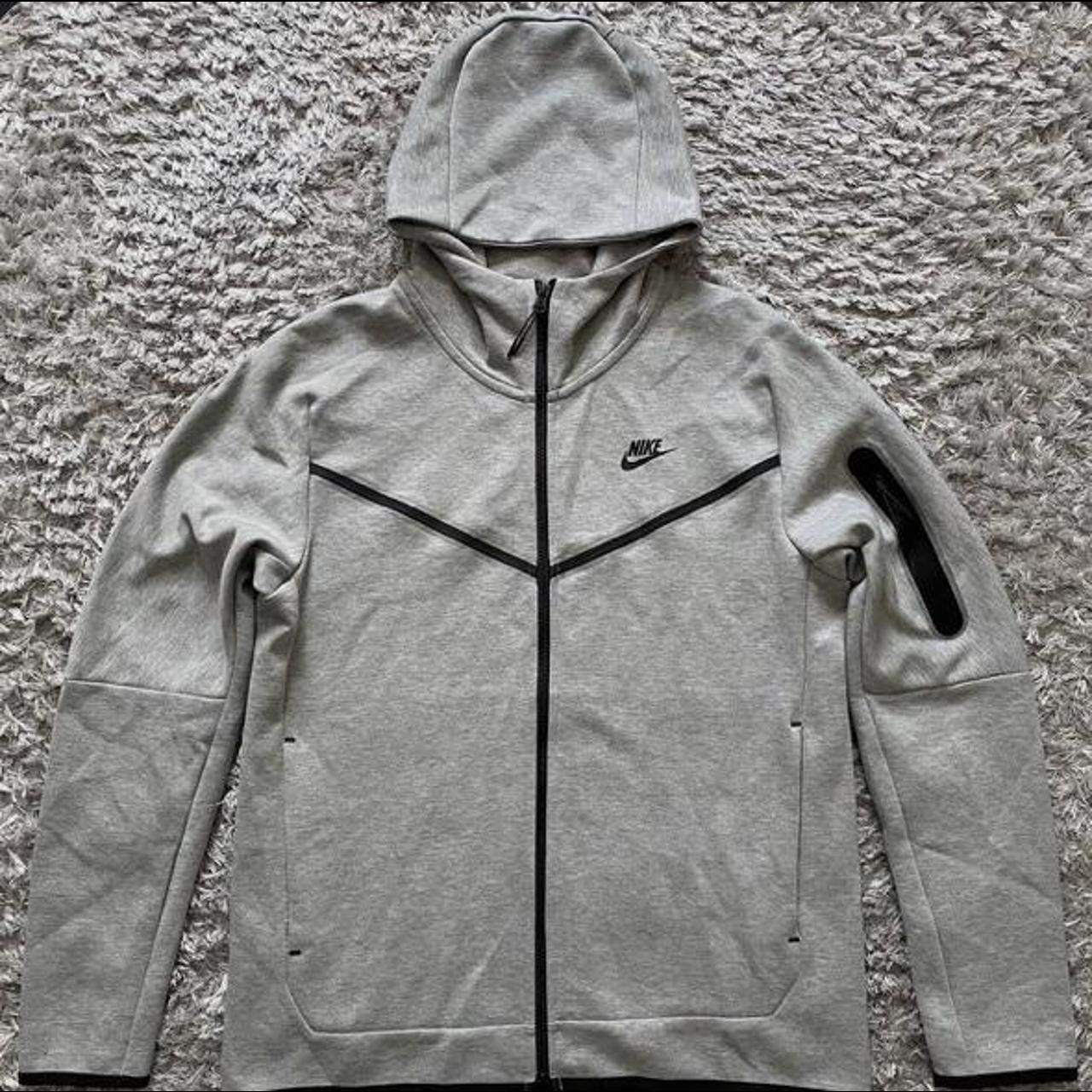 Grey Nike tech fleece jacket - great condition -... - Depop