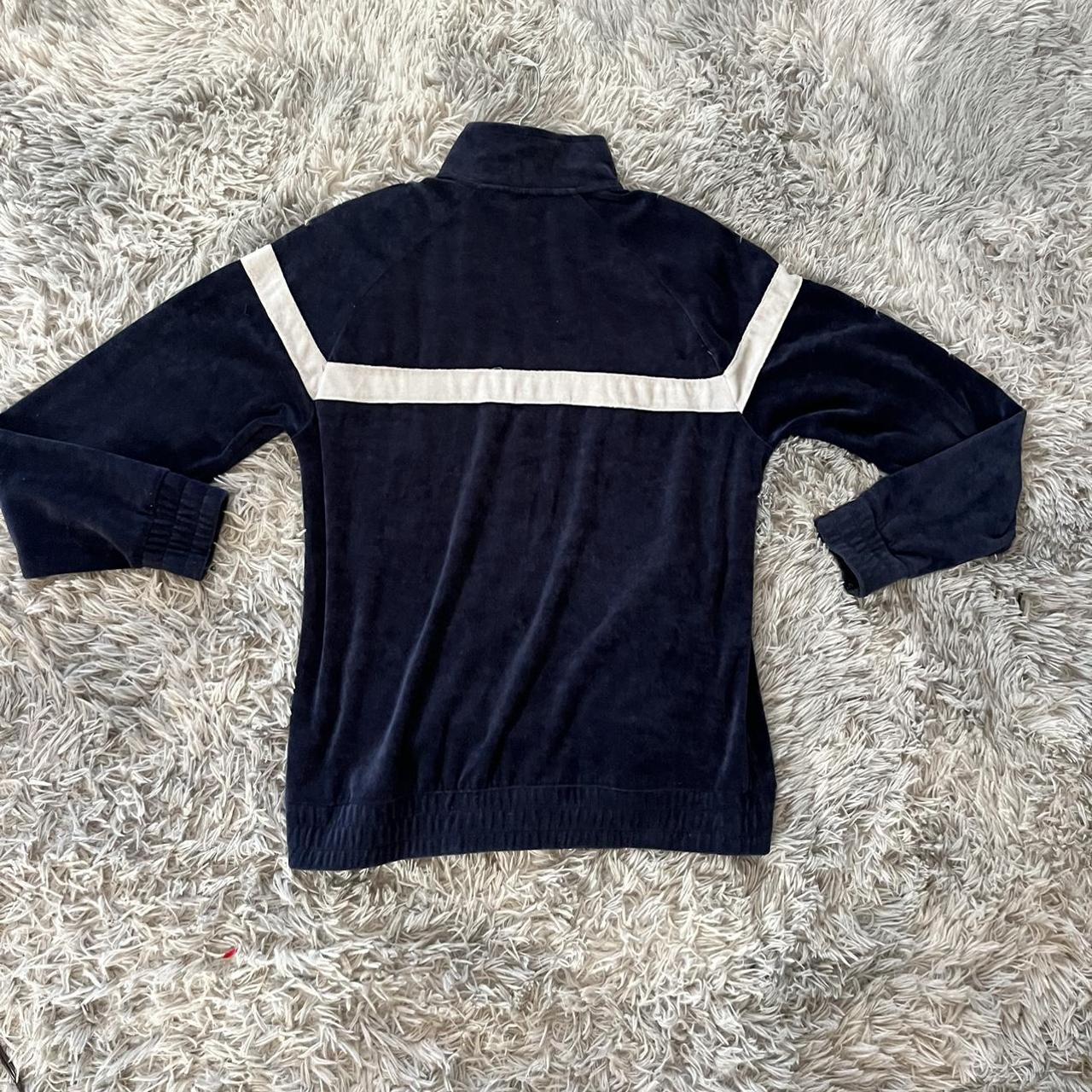 Medium Navy Blue Vintage Fila Velvet zip up jacket... - Depop