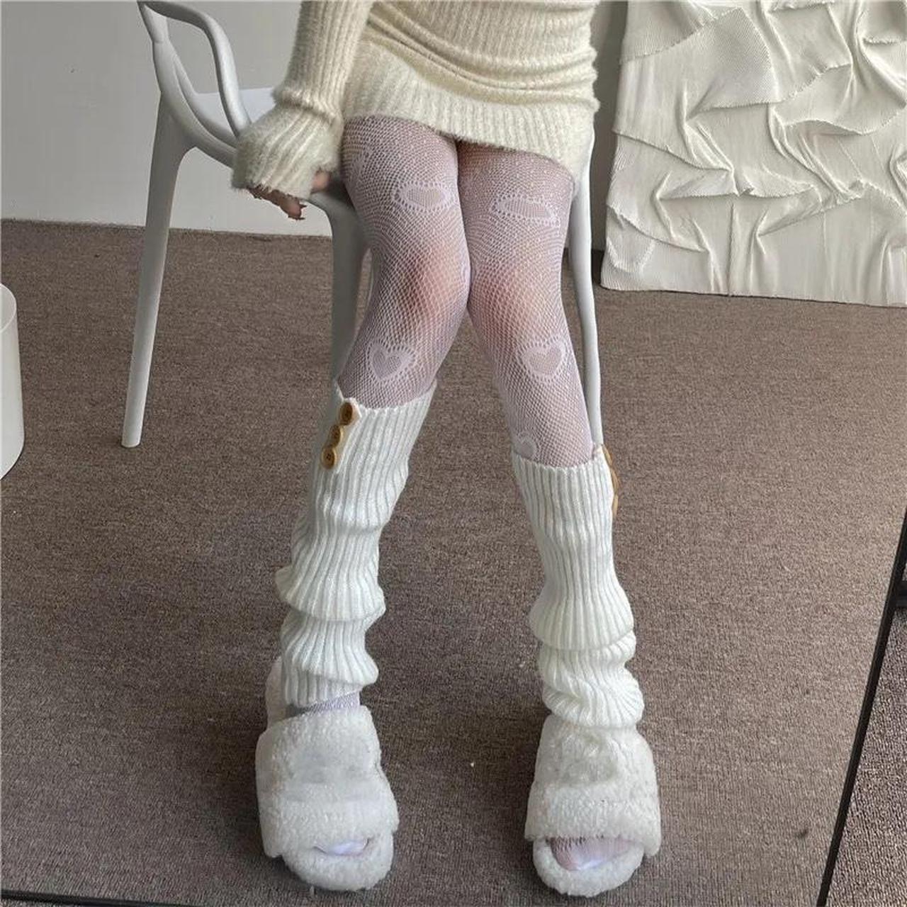 Women's White Hosiery-tights | Depop