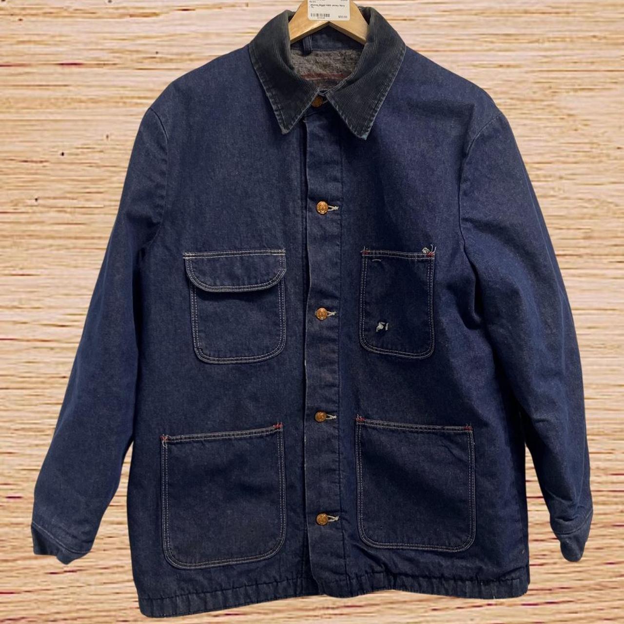 90s denim chore jacket! Measurements: Length-... - Depop