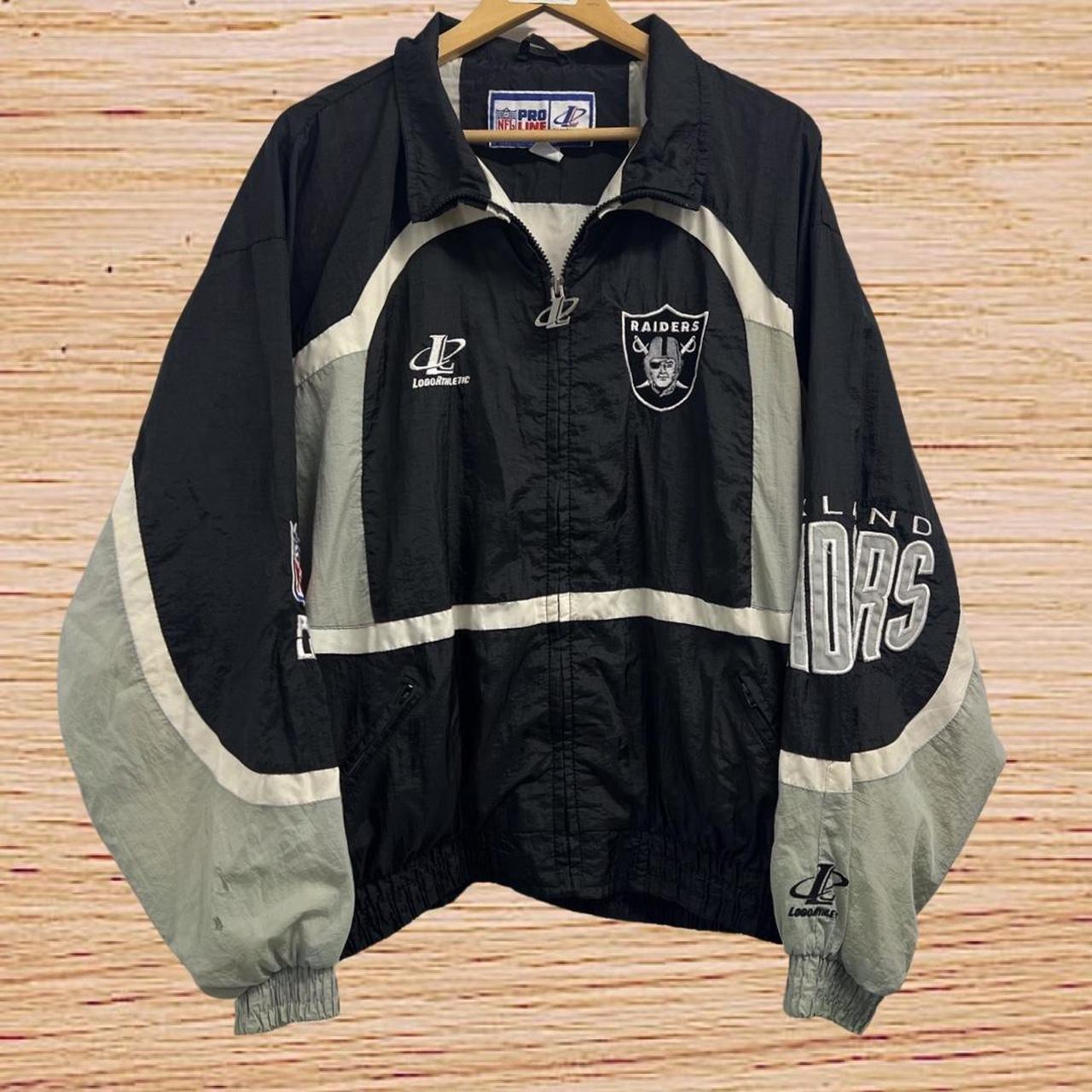 90s Oakland raiders logo athletic windbreaker! -... - Depop