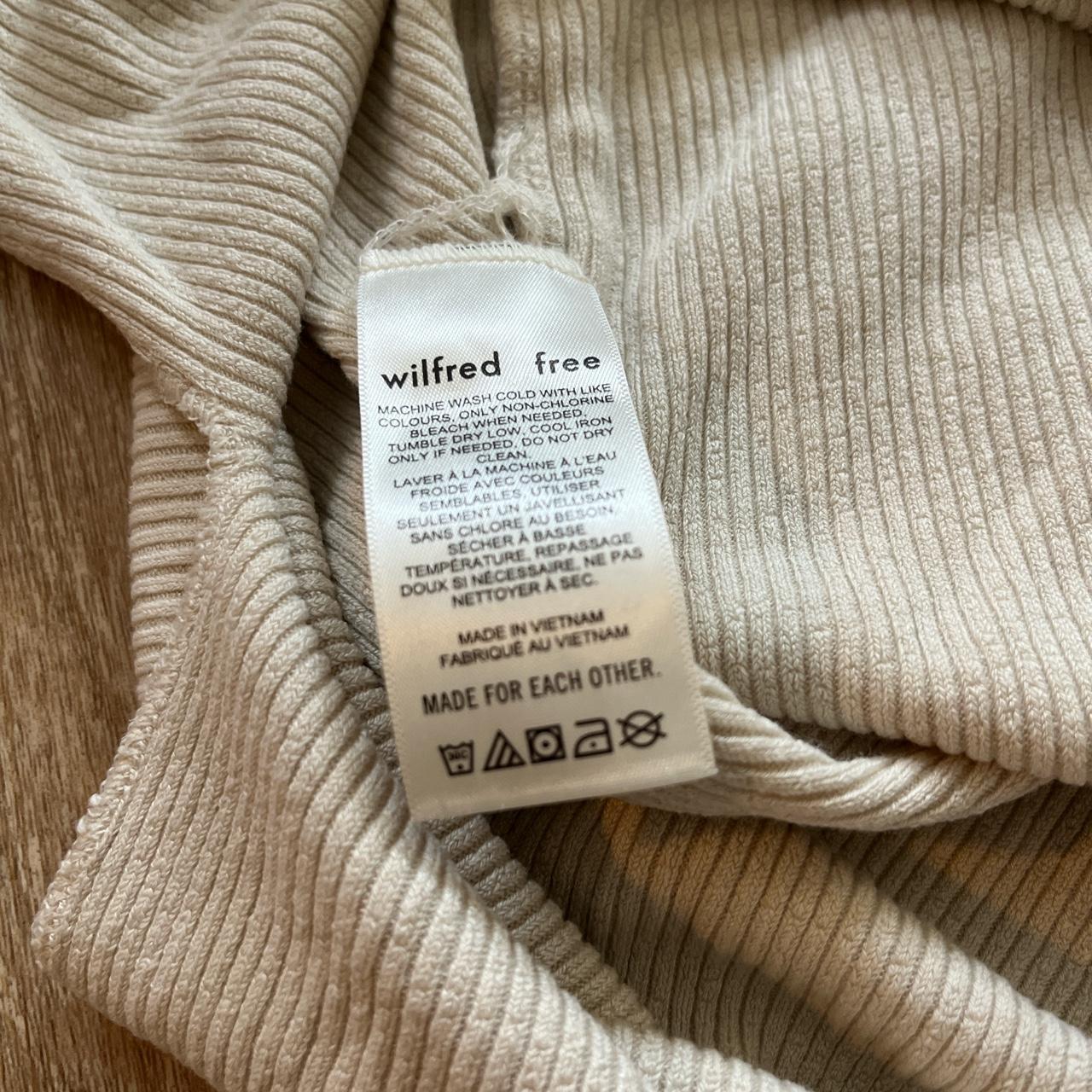 Wilfred Free Aritzia Ribbed Crème Long Sleeve Dress... - Depop