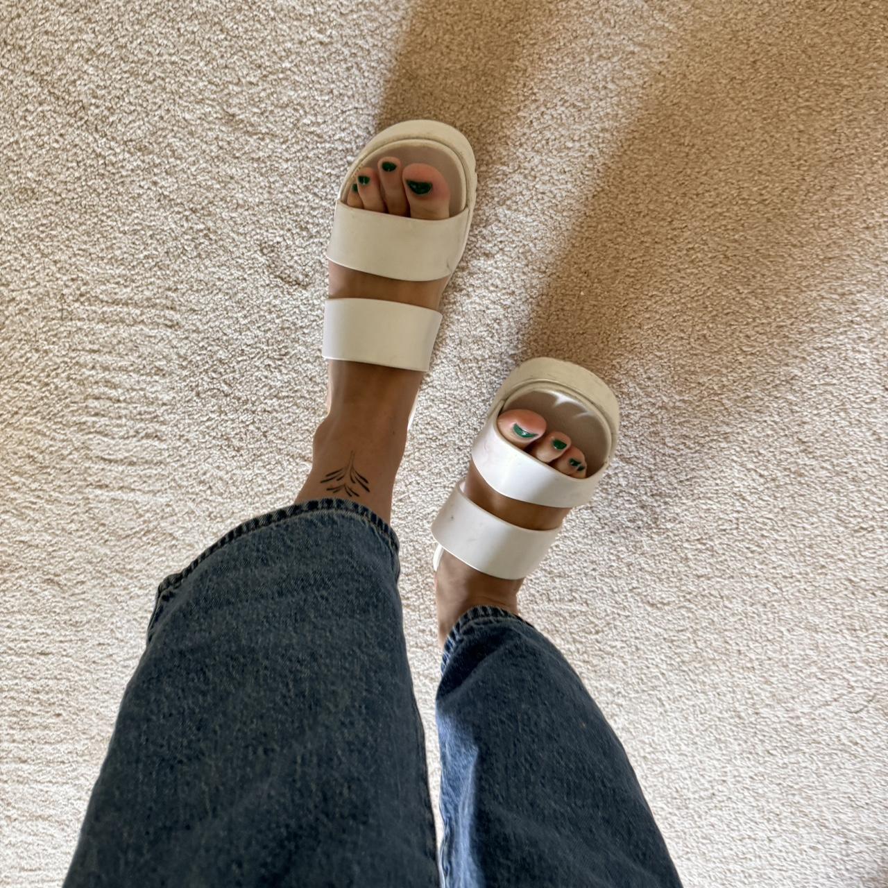 Plain Jane white ASOS sandals. White plastic. Could... - Depop
