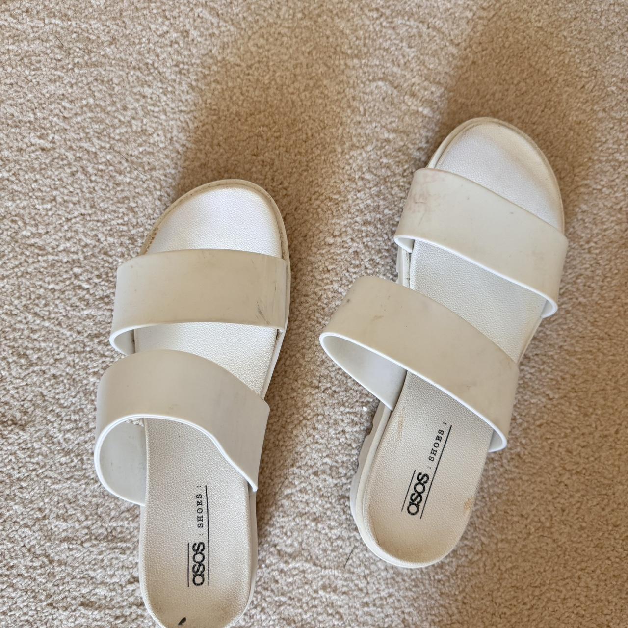Plain Jane white ASOS sandals. White plastic. Could... - Depop