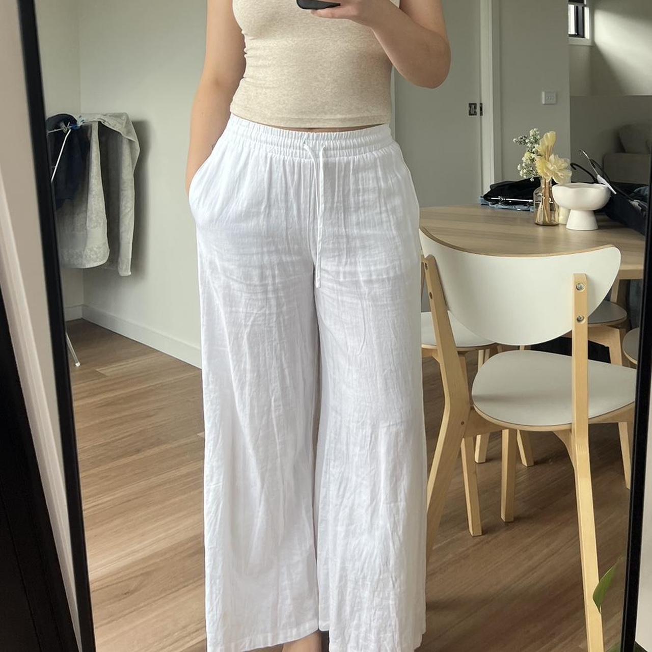 white linen pants - super comfy - not see through! - Depop