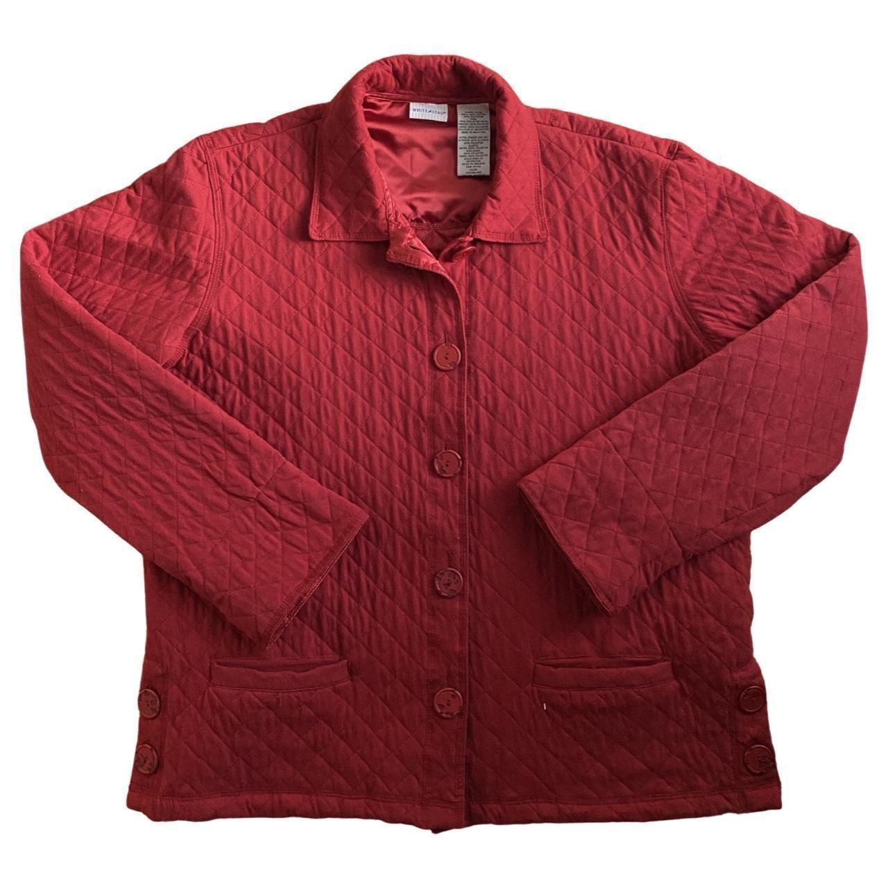 Vintage red quilted coat tagged XL 24 inches pit to... - Depop