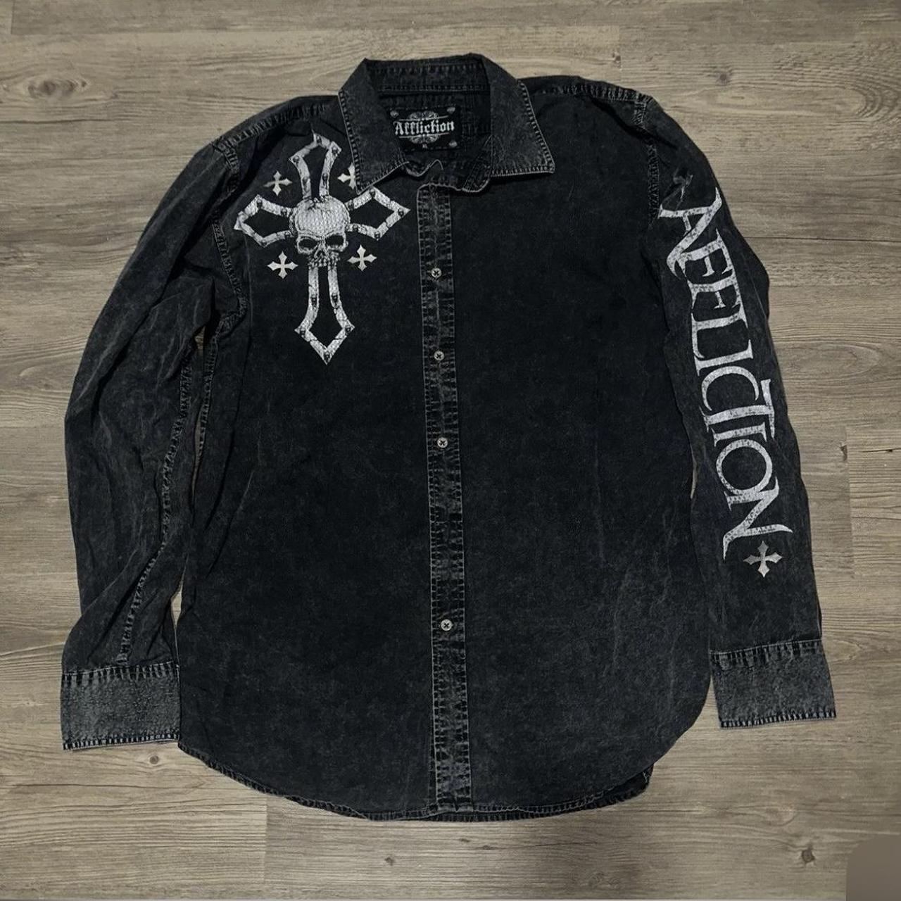 AFFLICTION BUTTON UP SHIRT •size XL •perfect... - Depop