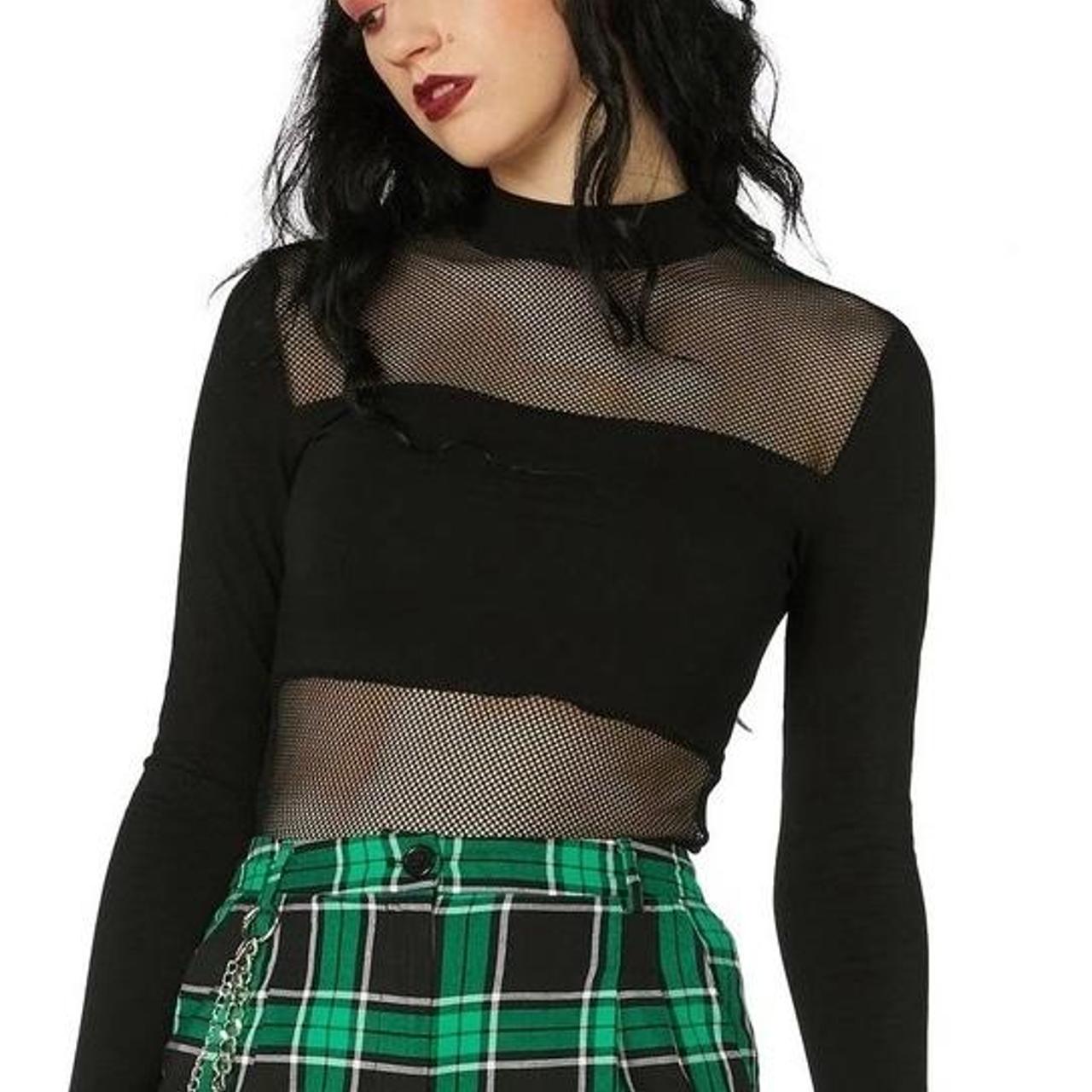 Dangerfield Black Mesh Long Sleeve Top Size 8 Depop