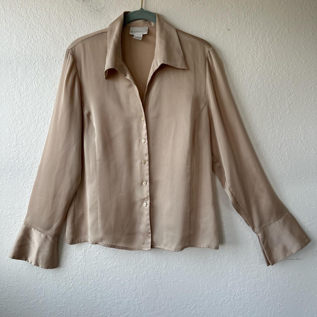 Vintage Neutral Blouse Made of a lightweight,... - Depop