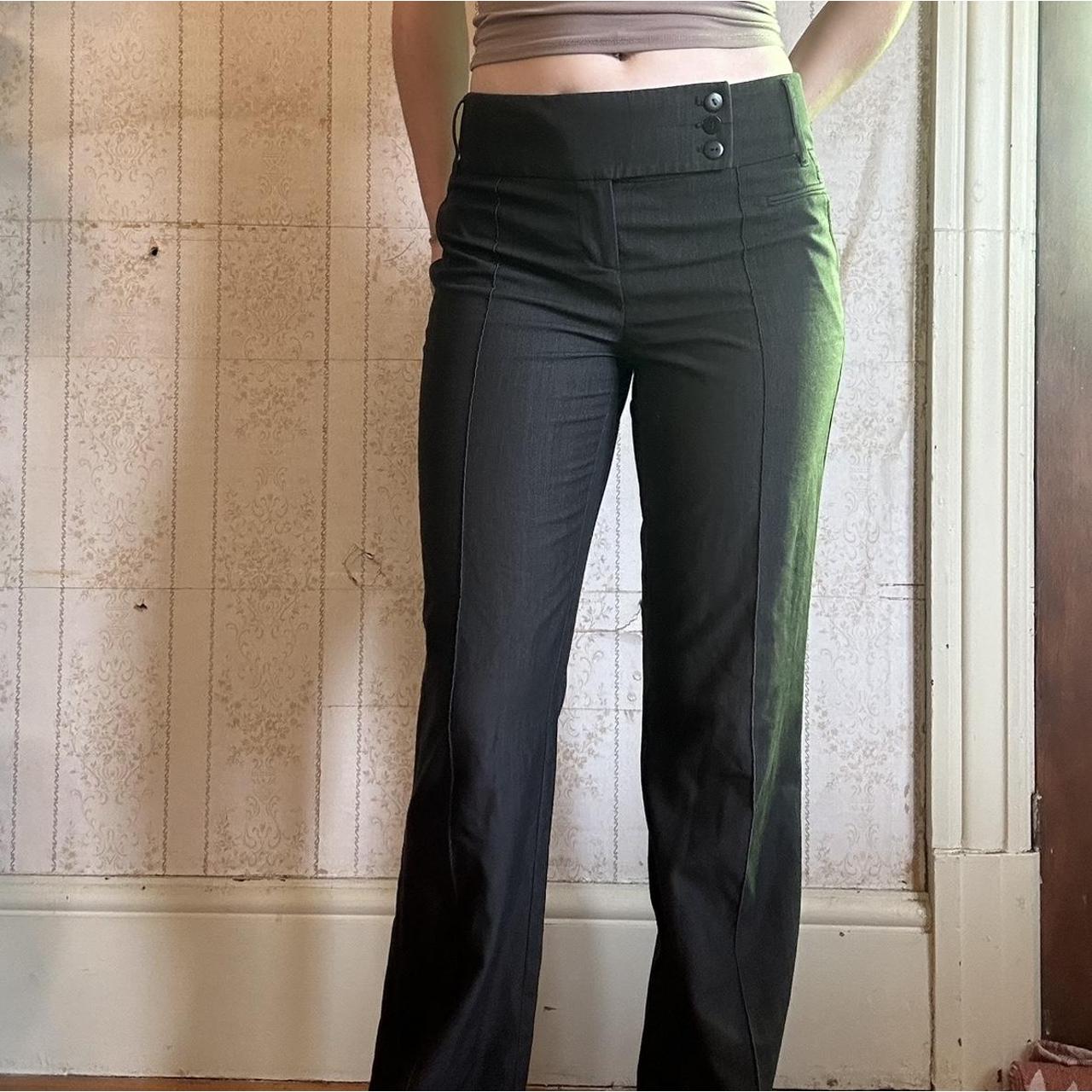 low rise suit pants 3 buttons on waistband think... - Depop