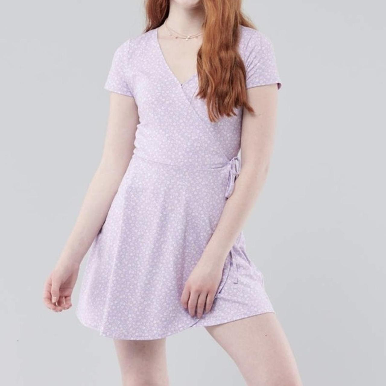 Lilac Hollister wrap dress Size S Good condition... - Depop