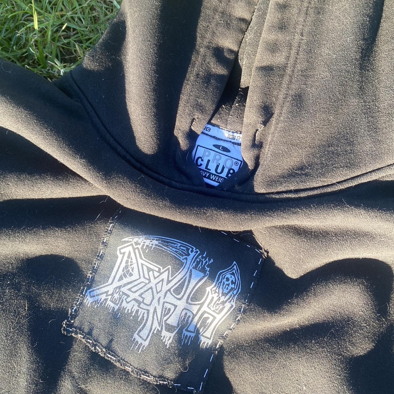 Pro club with DEATH band patch, couple holes... - Depop