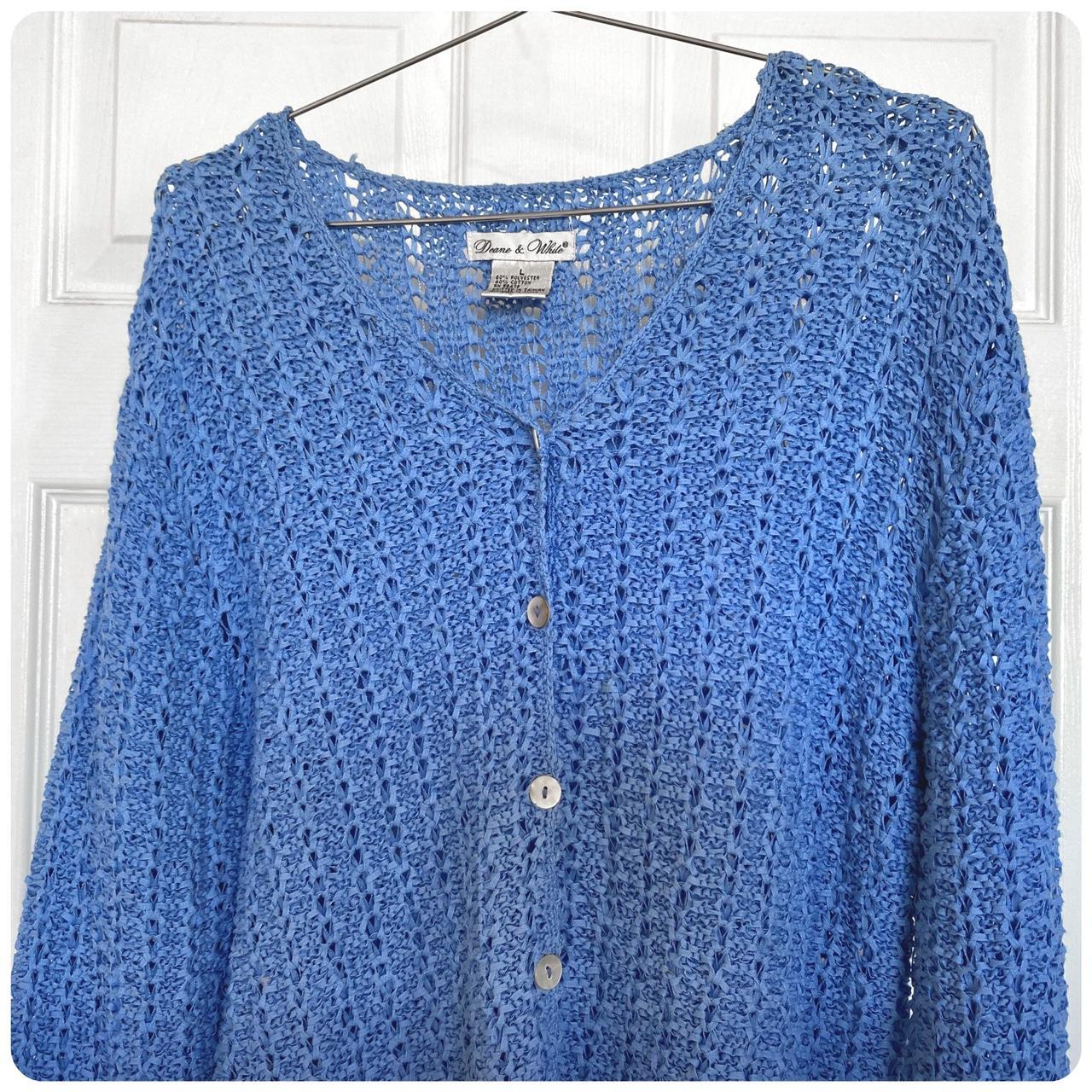 unique knitted blue sweater • button closure •... - Depop