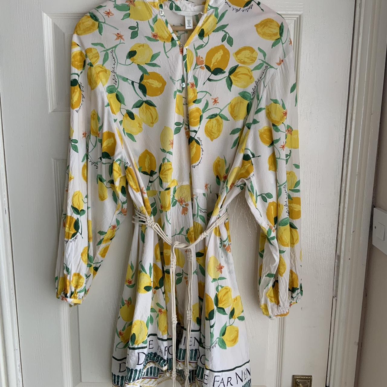 H&M lemon print dress size M Macrame belt with... | Depop