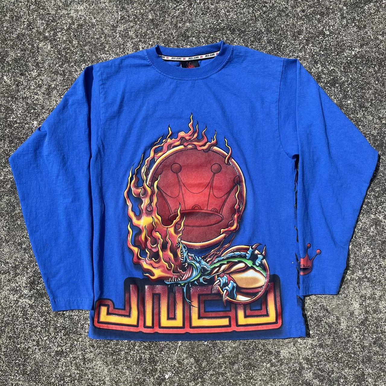 vintage y2k JNCO dragon flame shirt tagged a XL but... - Depop