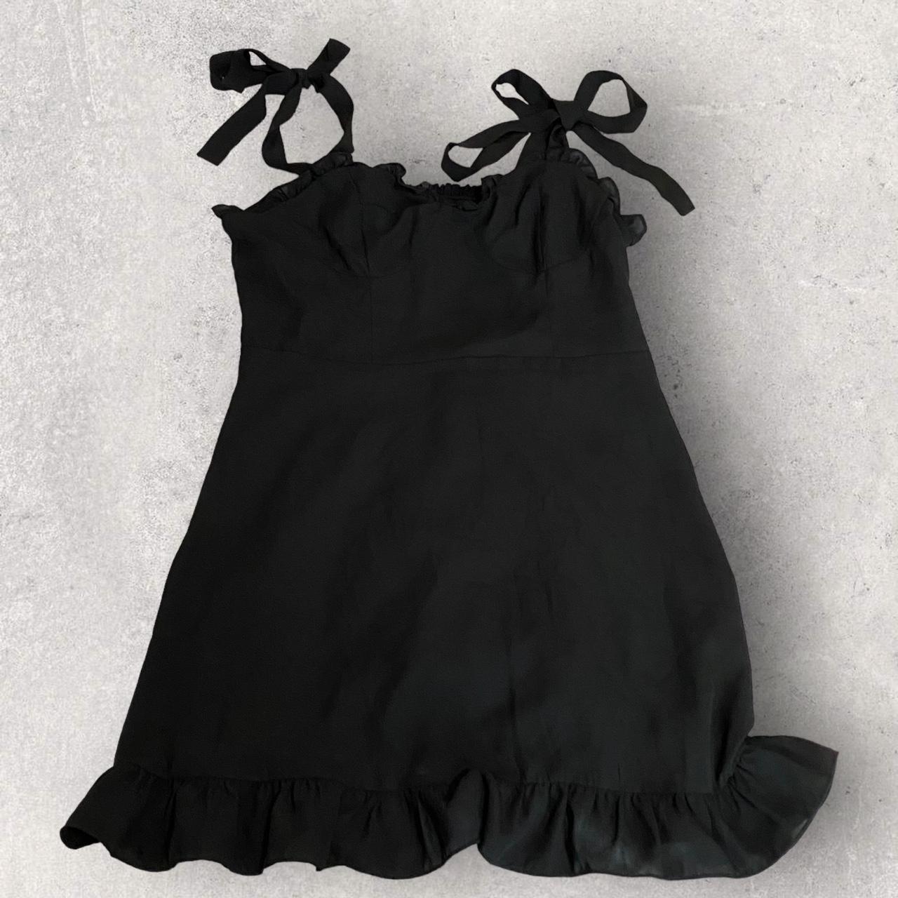 Black Bow Strap Dress -size large , fits best... - Depop