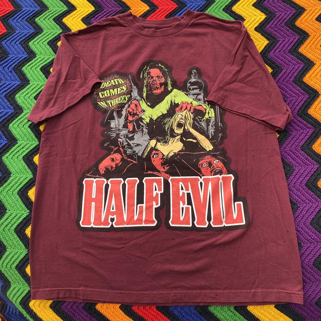 Half Evil Streetwear “Desth Comes In Three” T... - Depop