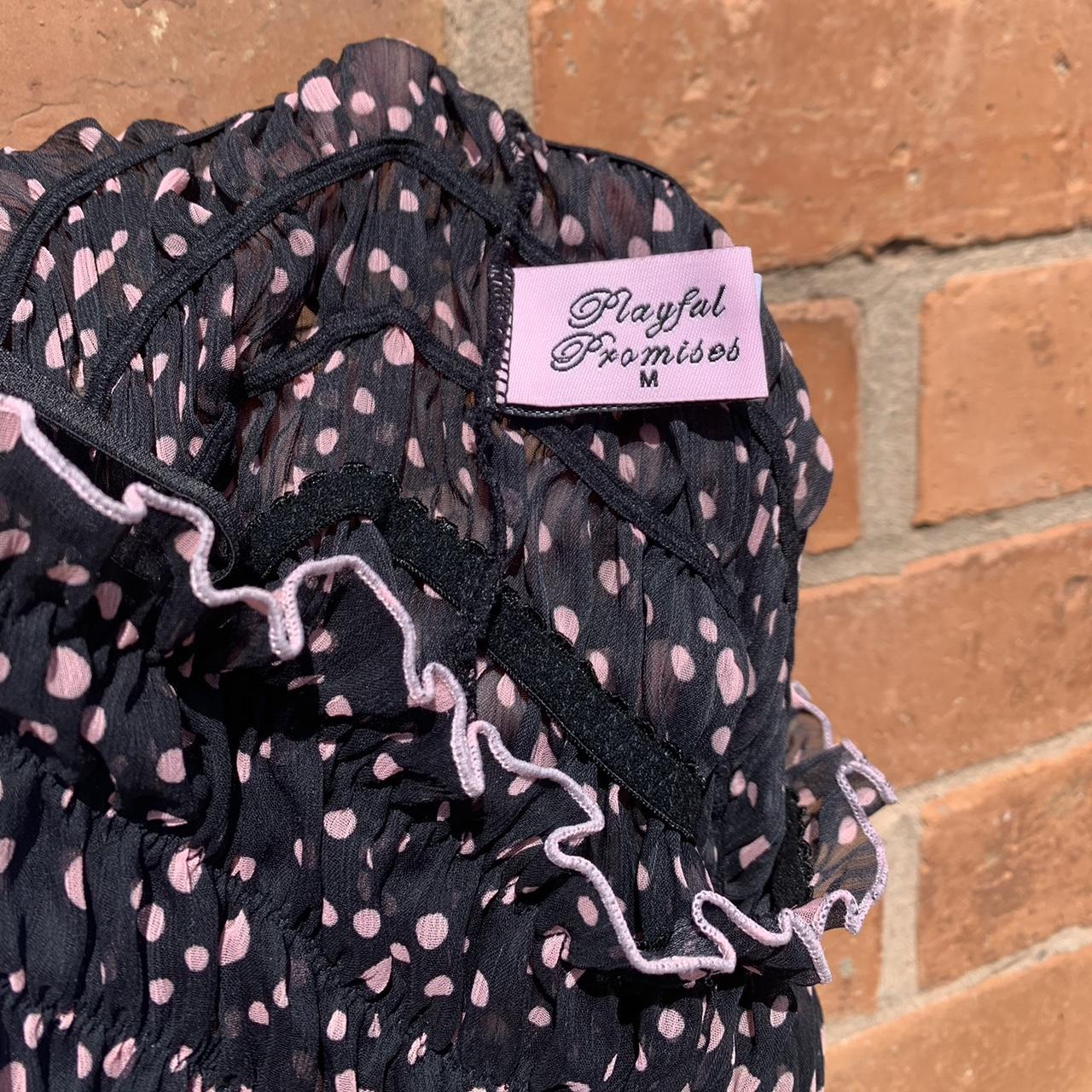 Playful Promises Women's Black and Pink Dress | Depop