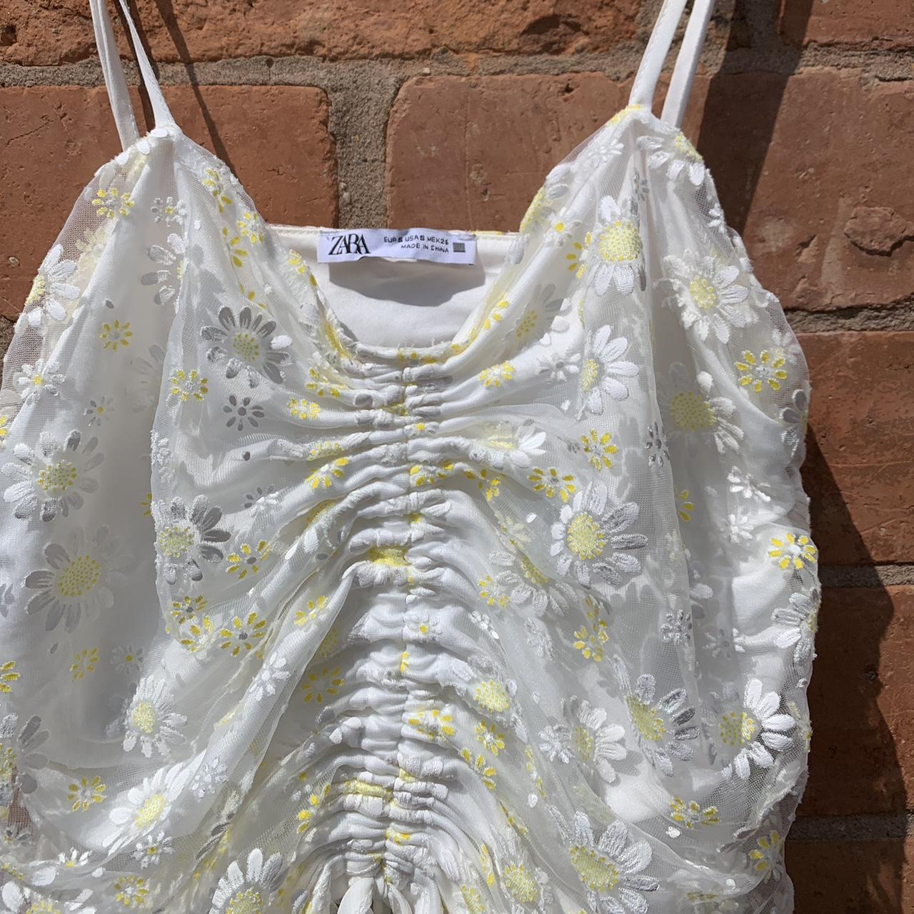 🤍 Daisy mesh cami top Micro mesh daisy embroidered... - Depop