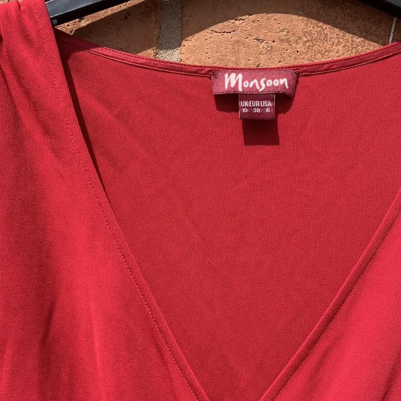 ️ Monsoon wrap top Red v neck top with ruched... - Depop