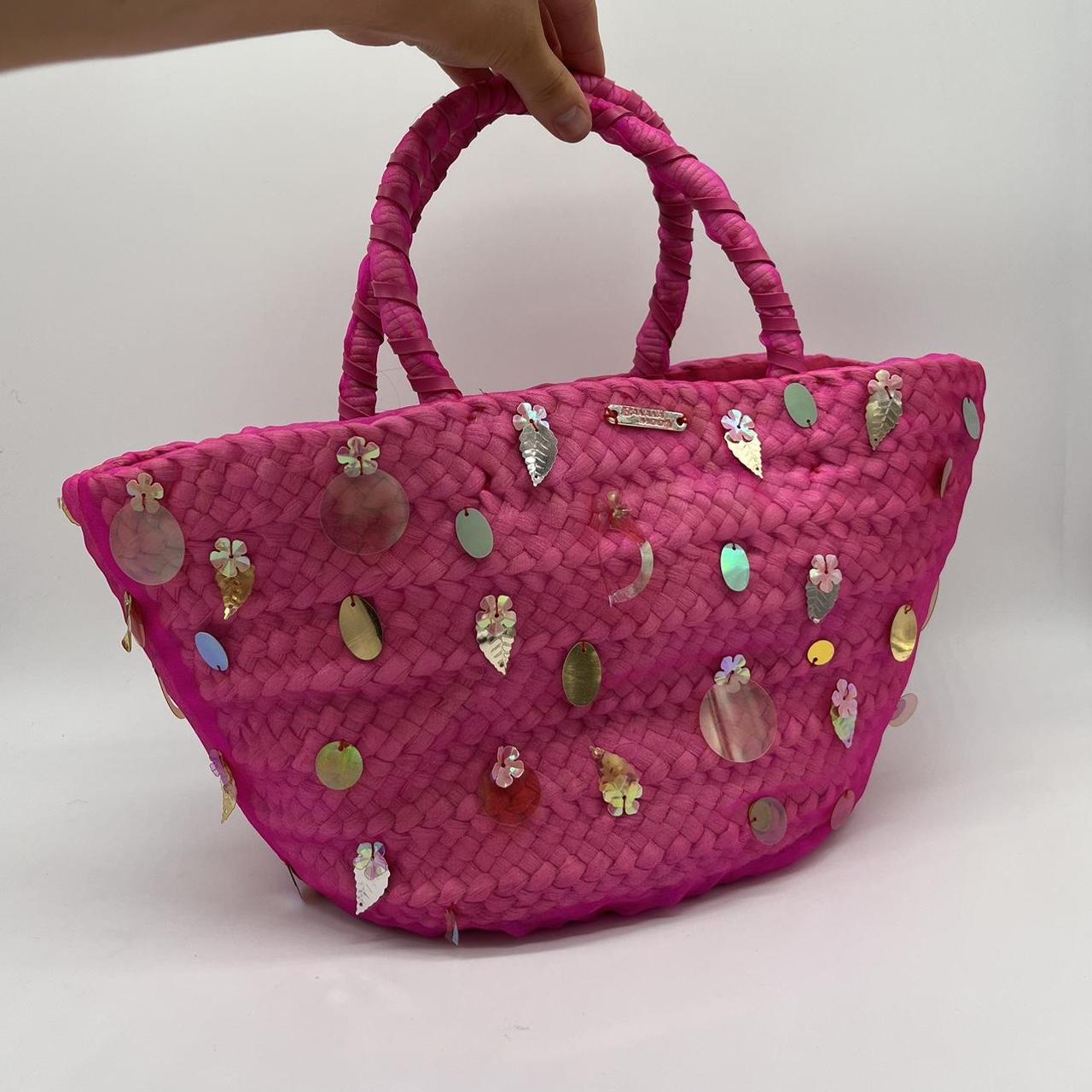 💗 Cutest y2k pink handbag Woven wicker handbag with... - Depop