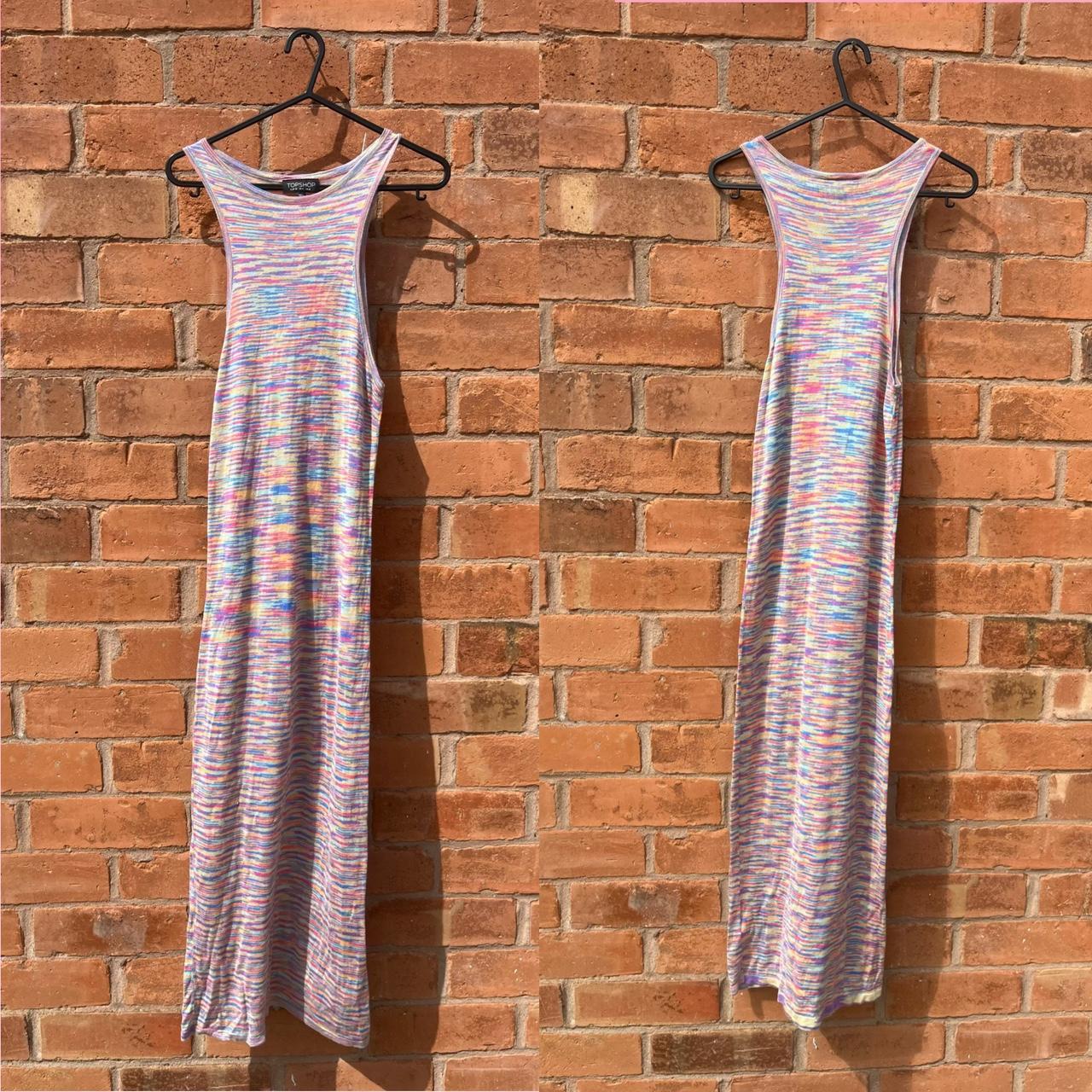 💜 Multicoloured knit midi dress Thin knit racer... - Depop