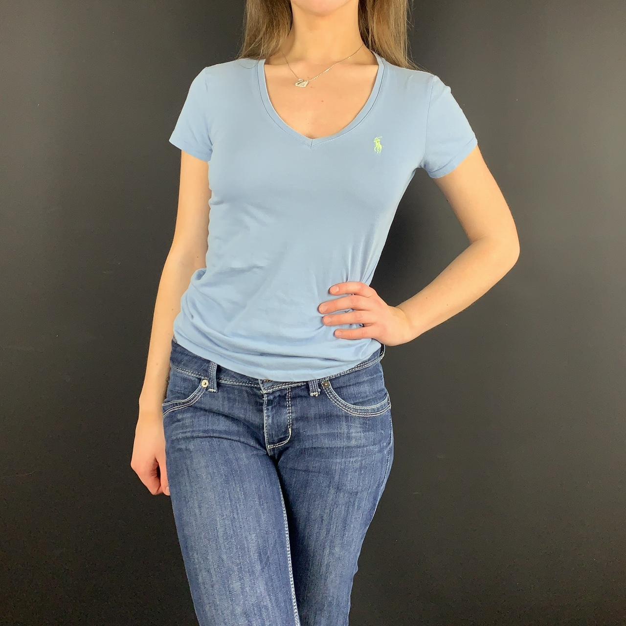 💙 Ralph Lauren t-shirt Cotton jersey V neck... - Depop