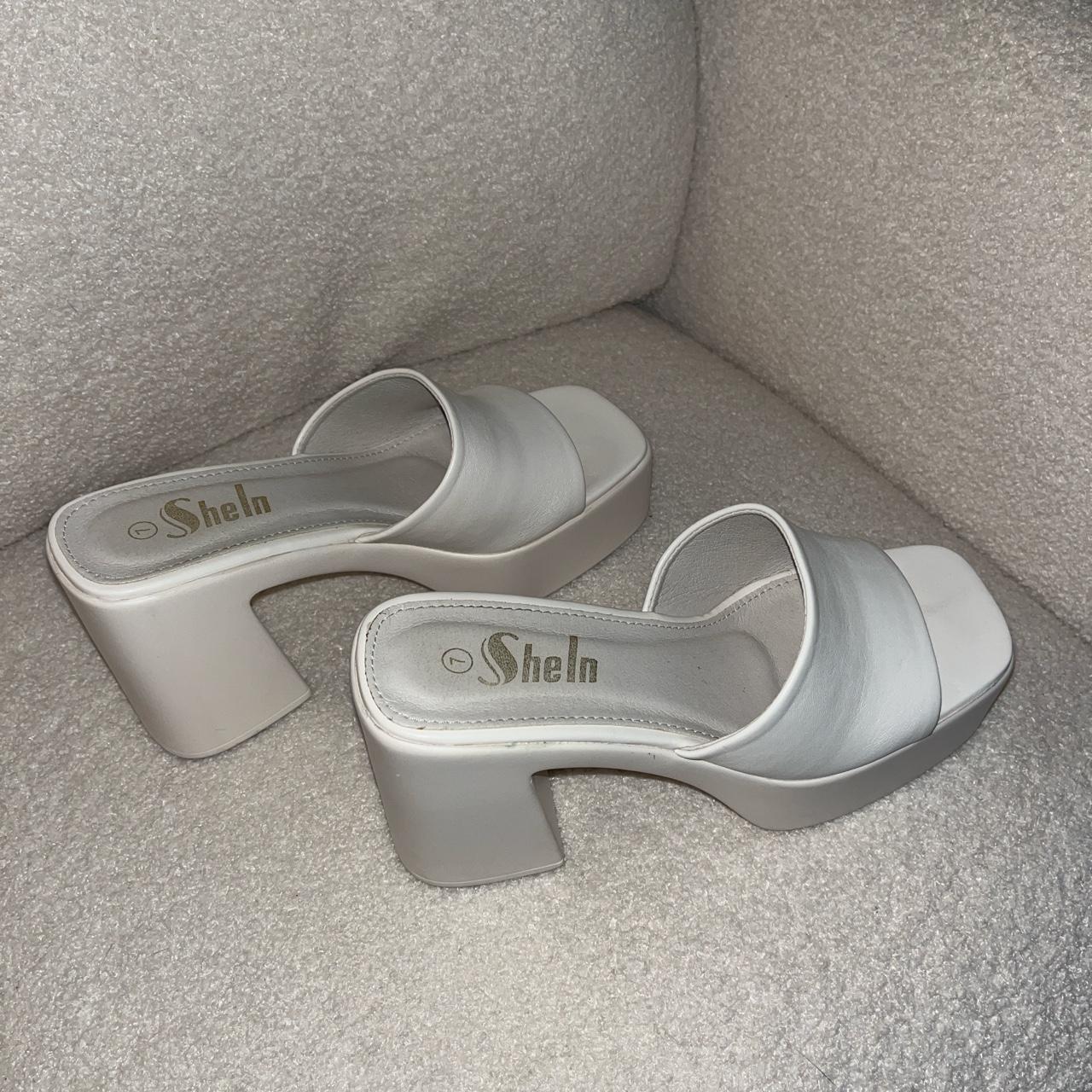 SHEIN platform white heels faux leather,... - Depop