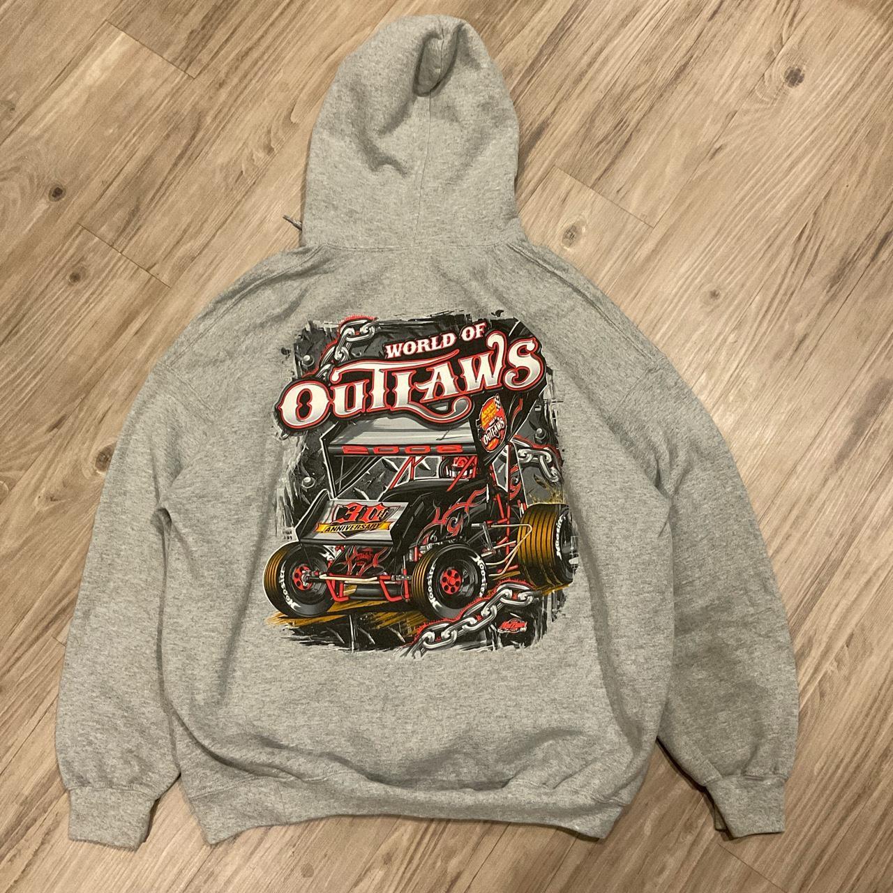 Y2K outlaws racing hoodie Size XXL Small stain - Depop