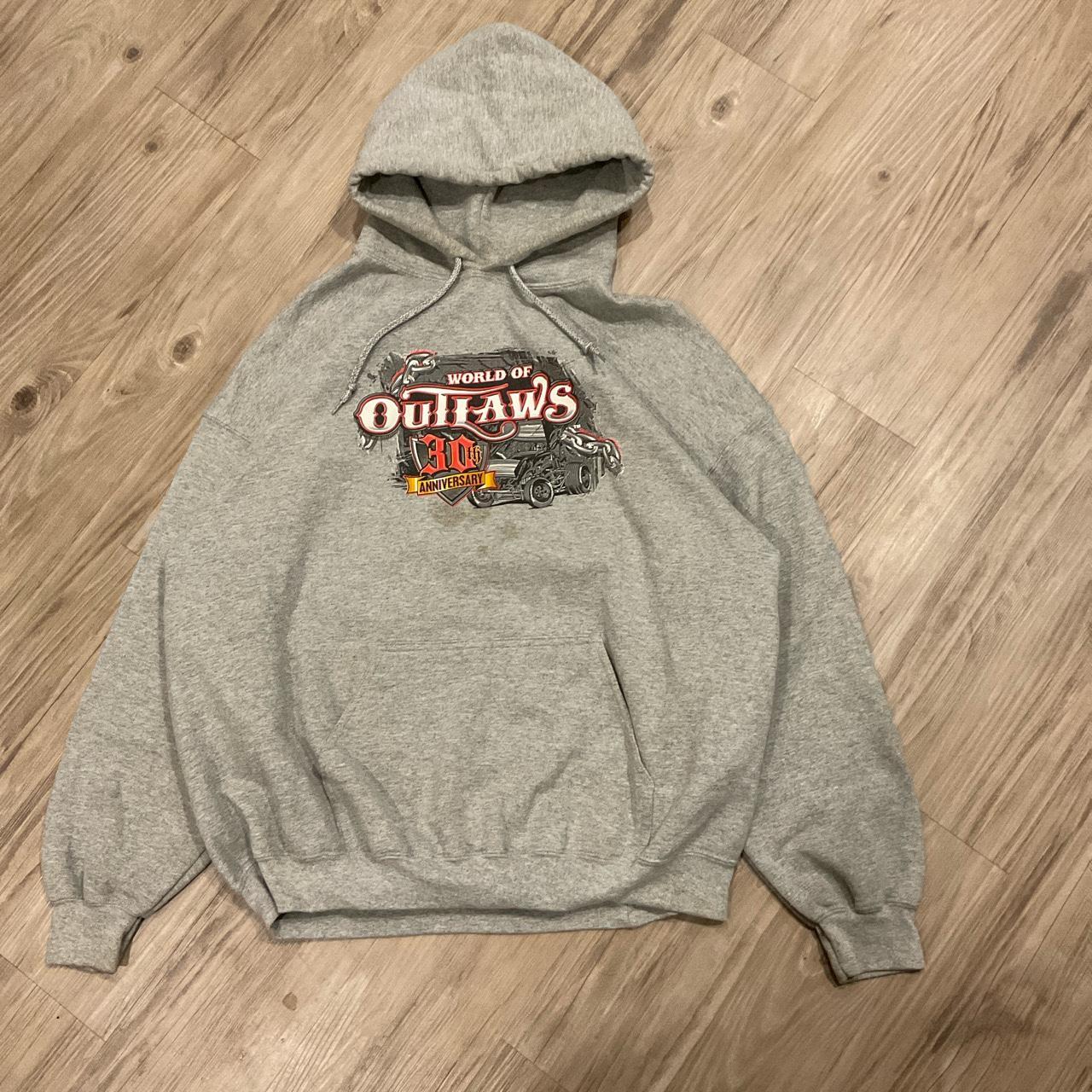 Y2K outlaws racing hoodie Size XXL Small stain - Depop
