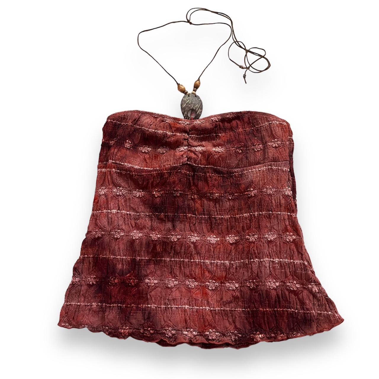 Women's Orange and Burgundy Vest | Depop