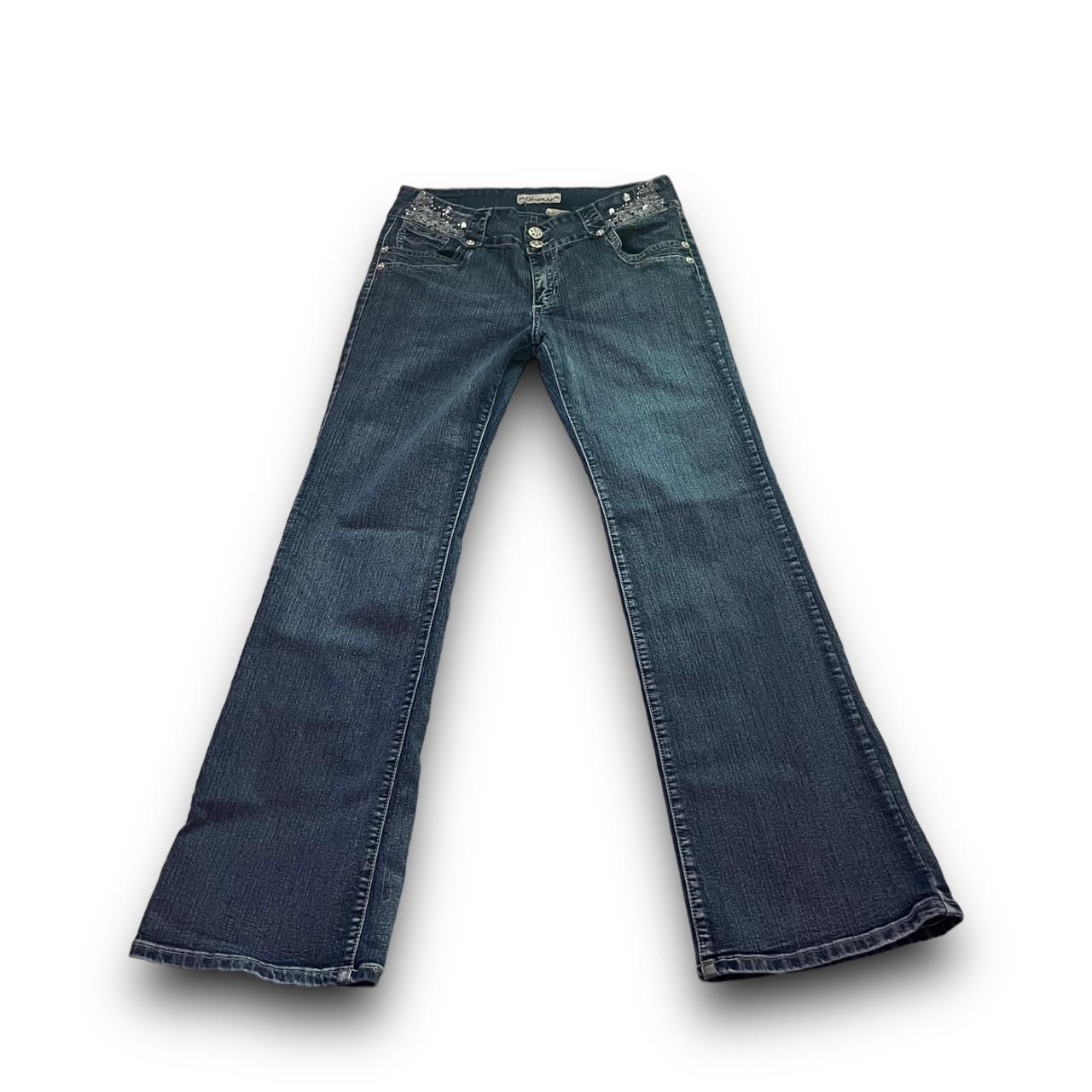 y2k lowrise jeans the coolest darkwash lowrise... - Depop