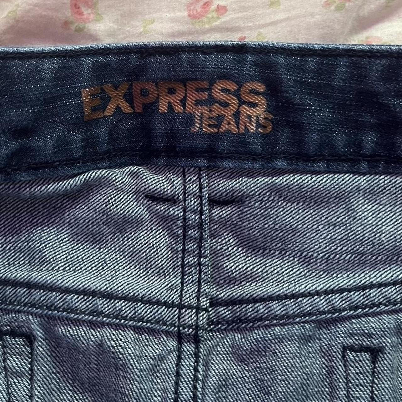 y2k denim mini skirt adorable Express brand dark... - Depop