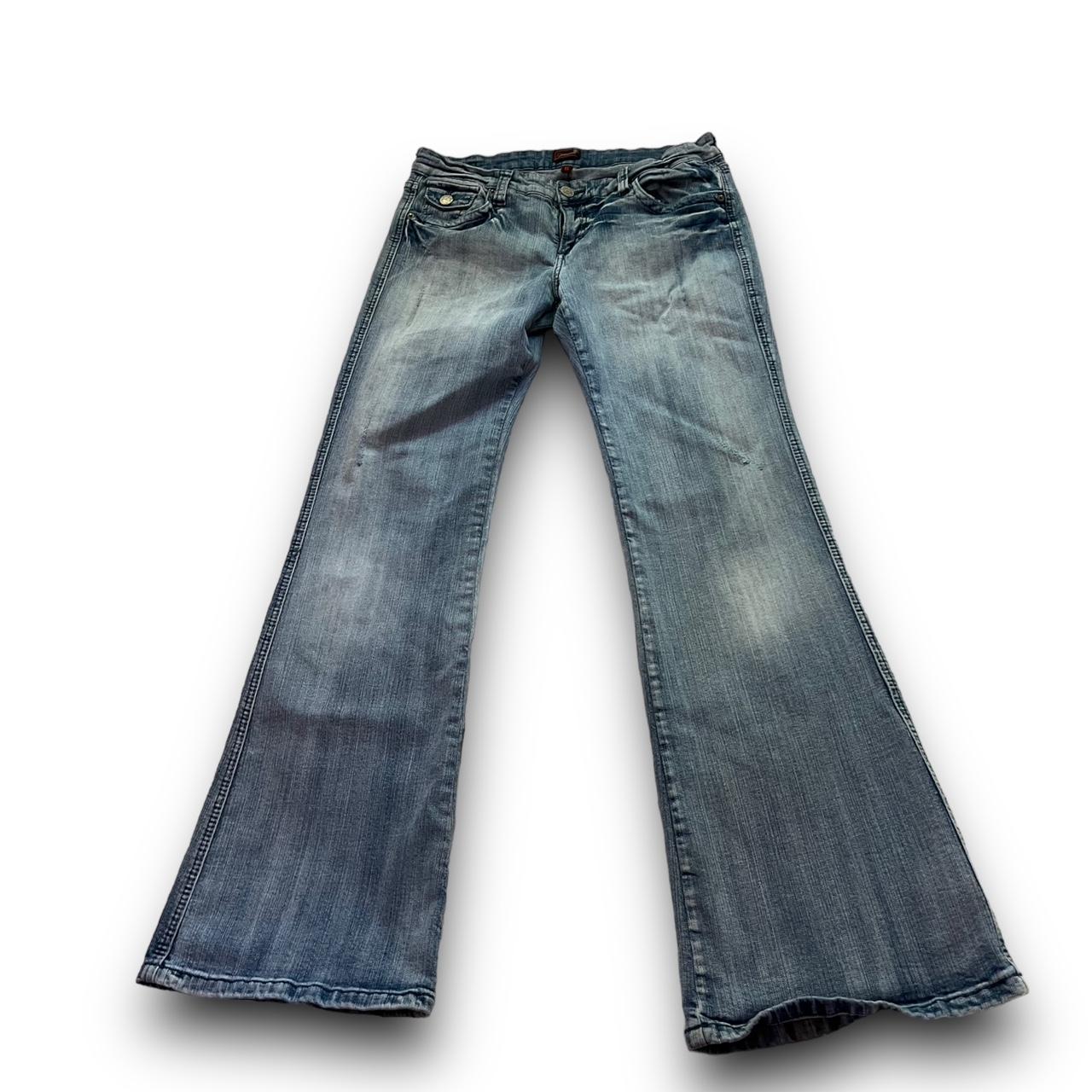 y2k lowrise flare jeans adorable soul underground... - Depop