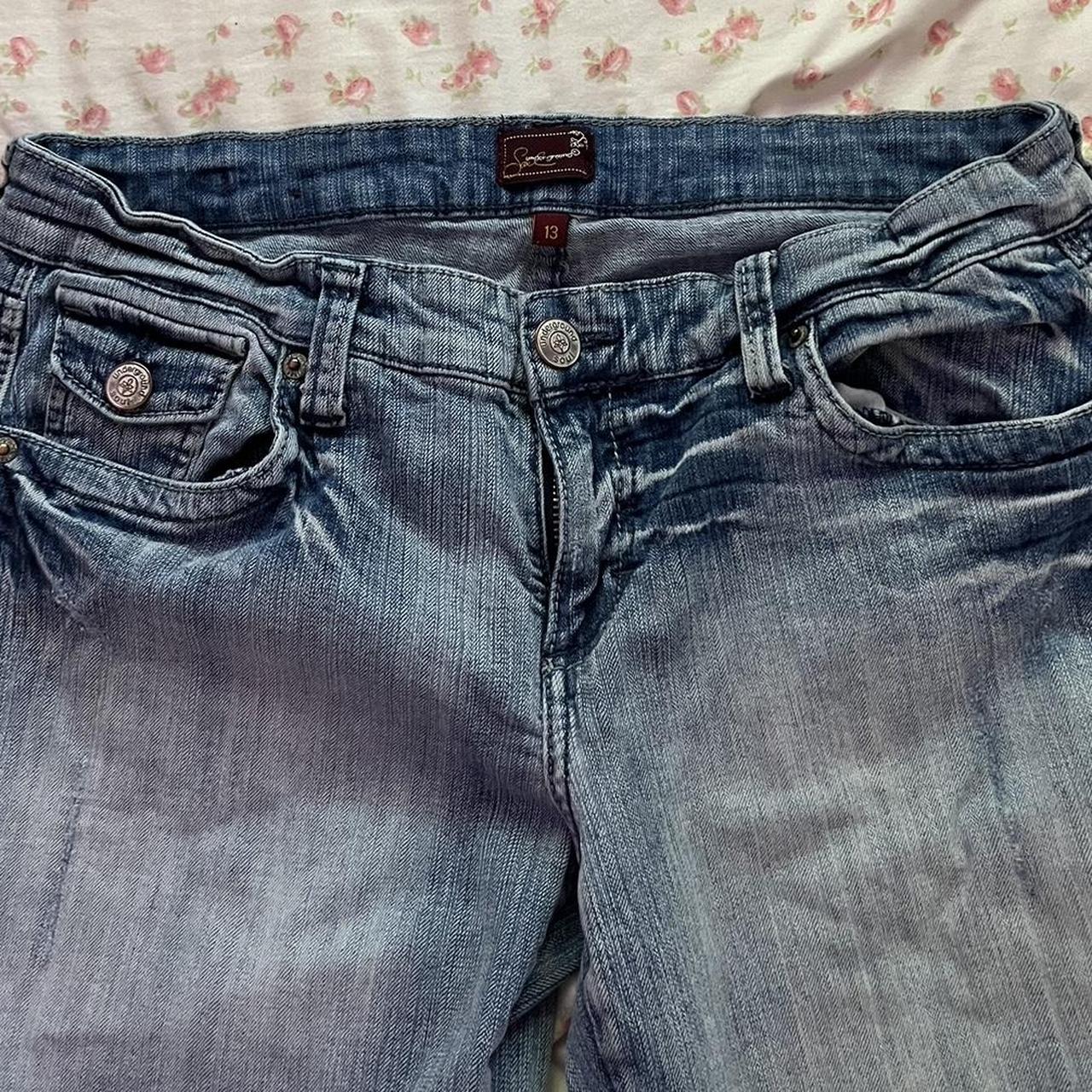 y2k lowrise flare jeans adorable soul underground... - Depop