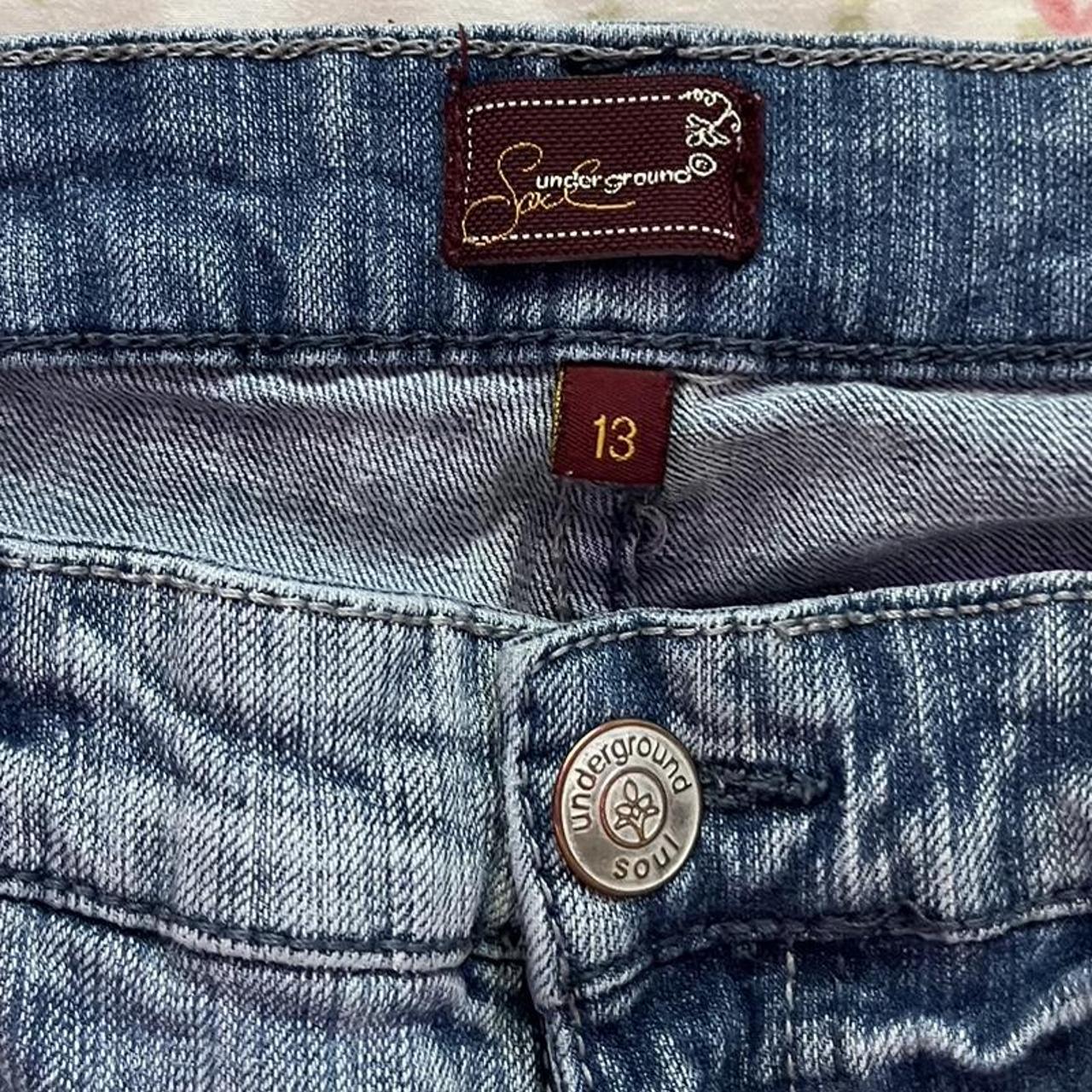 y2k lowrise flare jeans adorable soul underground... - Depop