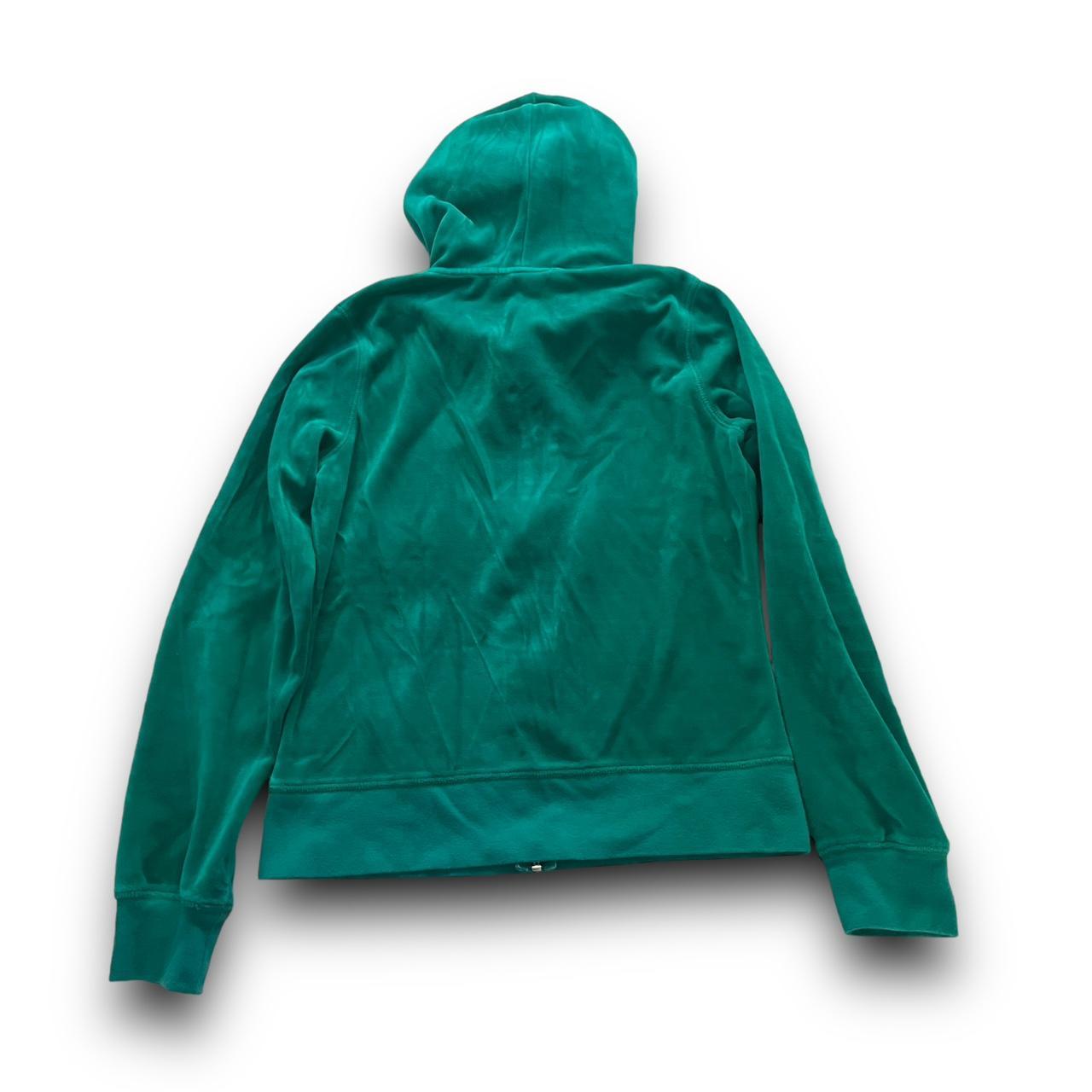 y2k velour hoodie adorable sea green/blue velour... - Depop