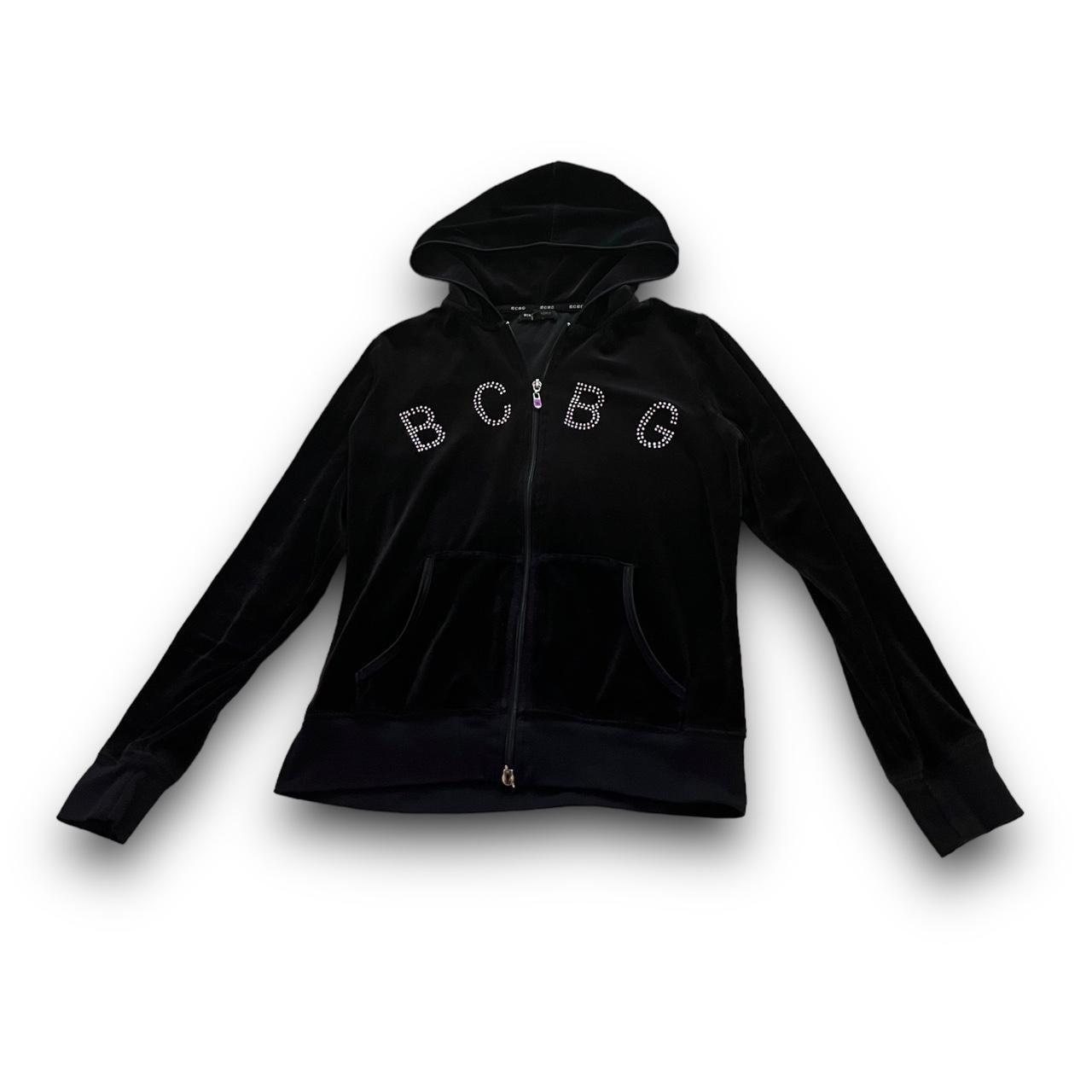 y2k BCBG jacket adorable black velour BCBG zip up... - Depop