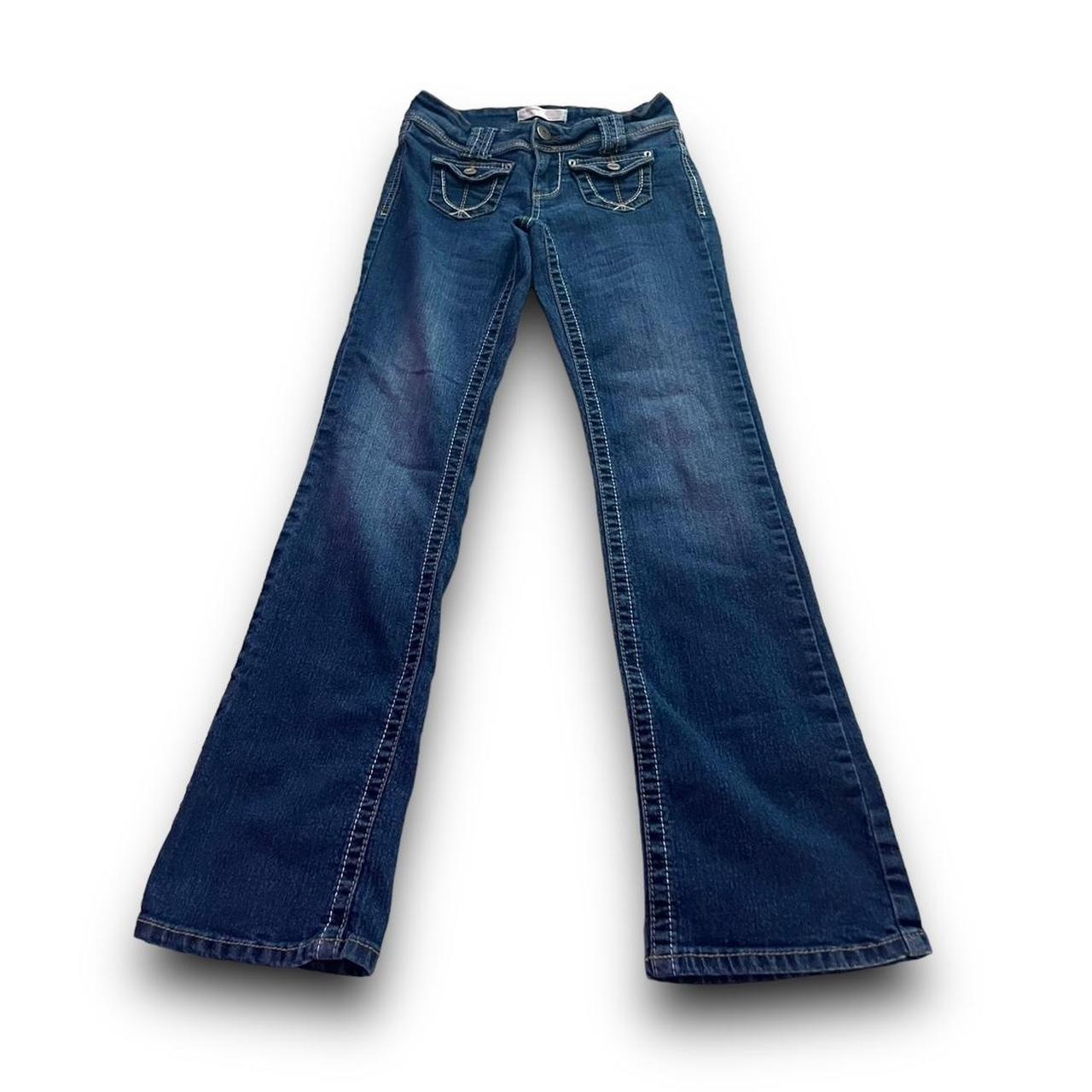 y2k lowrise flare jeans super cute no boundaries... - Depop