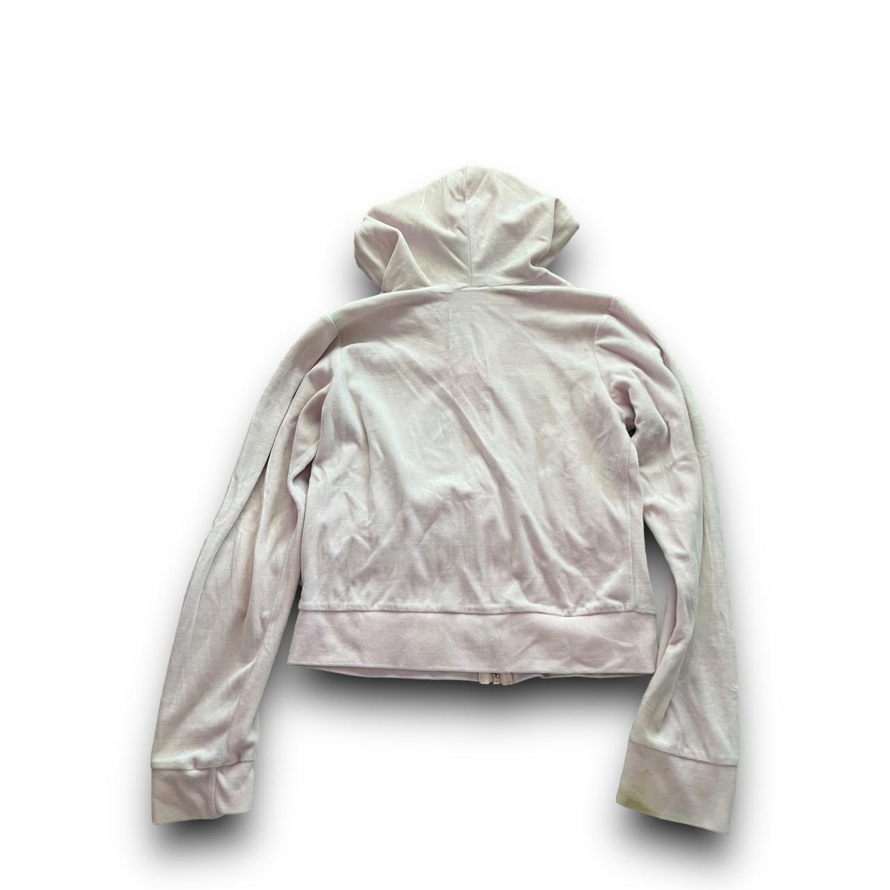 sporty y2k velour jacket super cute baby pink... - Depop