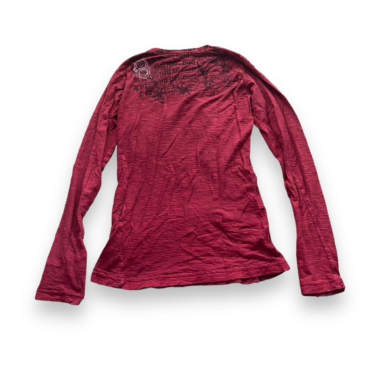 y2k sinful by affliction top super cool red... - Depop
