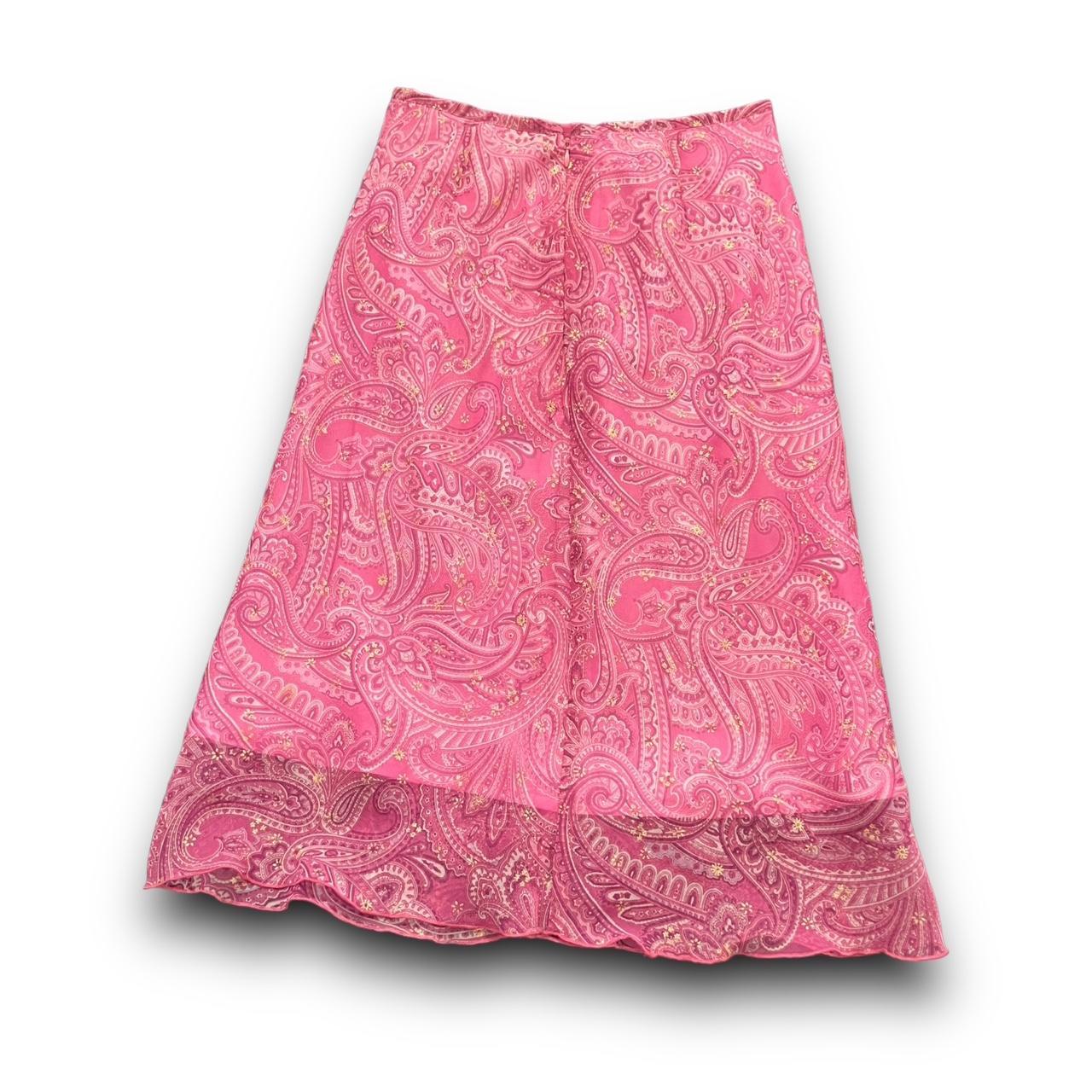 y2k midi skirt Pink paisley midi skirt with a... | Depop