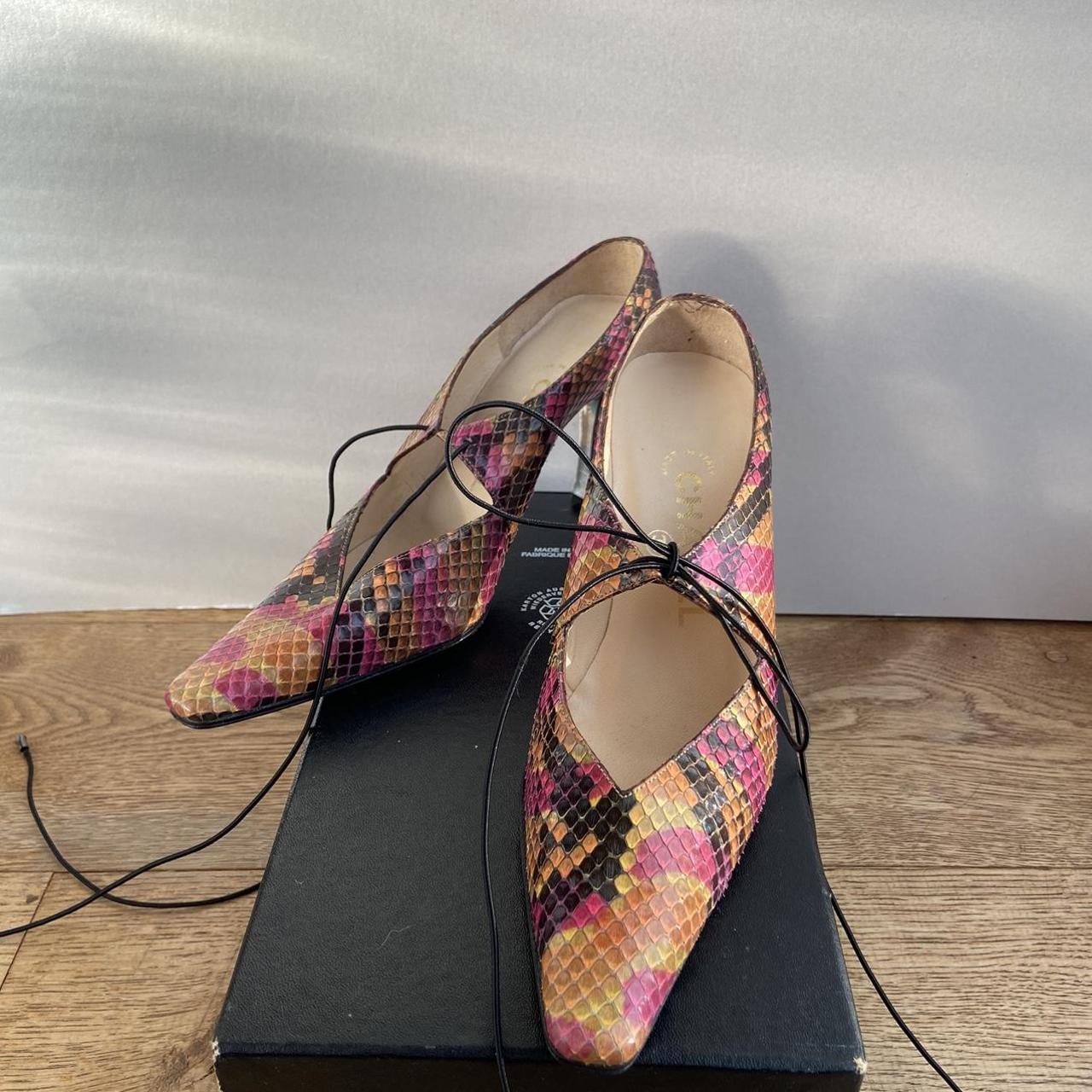 Chanel Python Kitten Heels Multicolour - pink,... - Depop