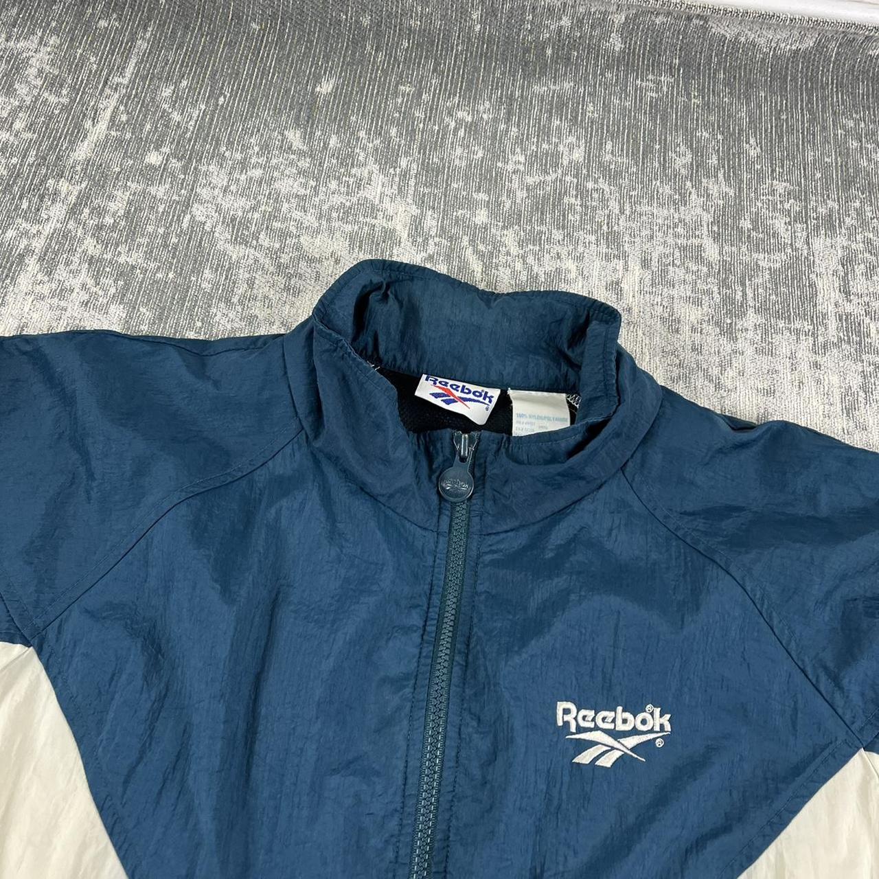 Vintage 90s Reebok Windbreaker Jacket Blue (L... - Depop
