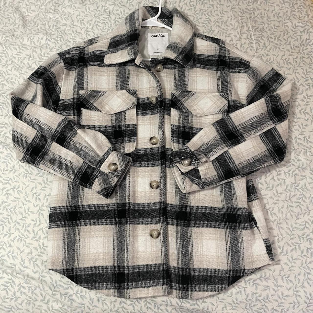 plaid oversized shacket size: small brand:... - Depop