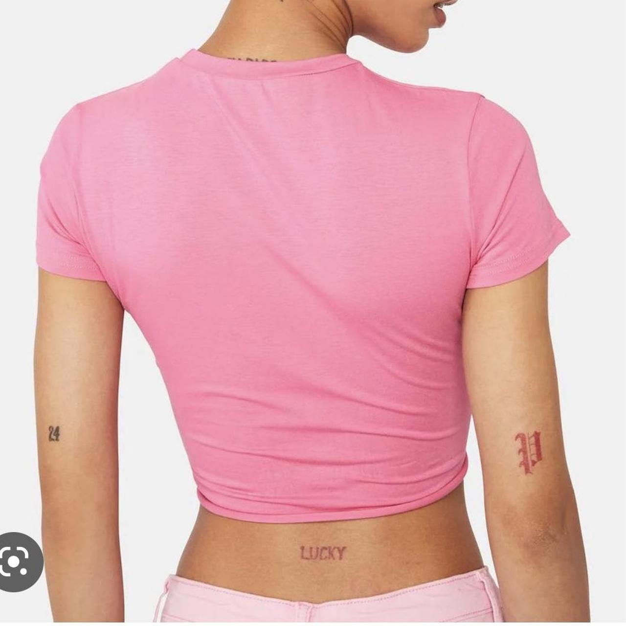 Pink graphic baby tee Edikted I recycle Mem pink... - Depop