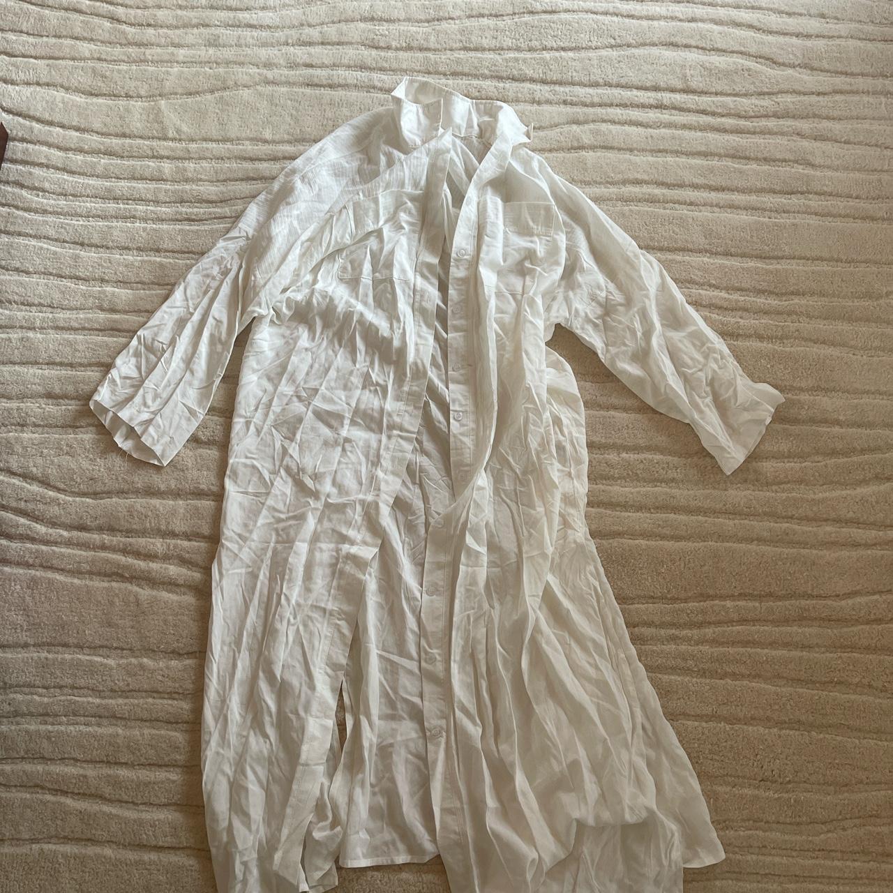 White long button up shirt - Depop