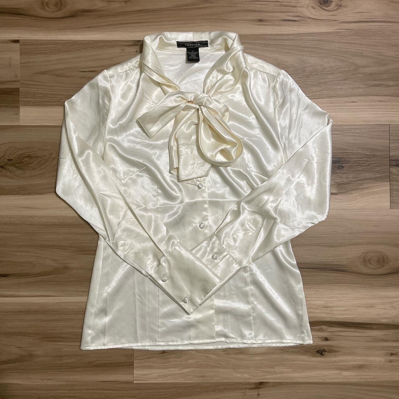 Cream Blouse (branded for exposure) - Depop