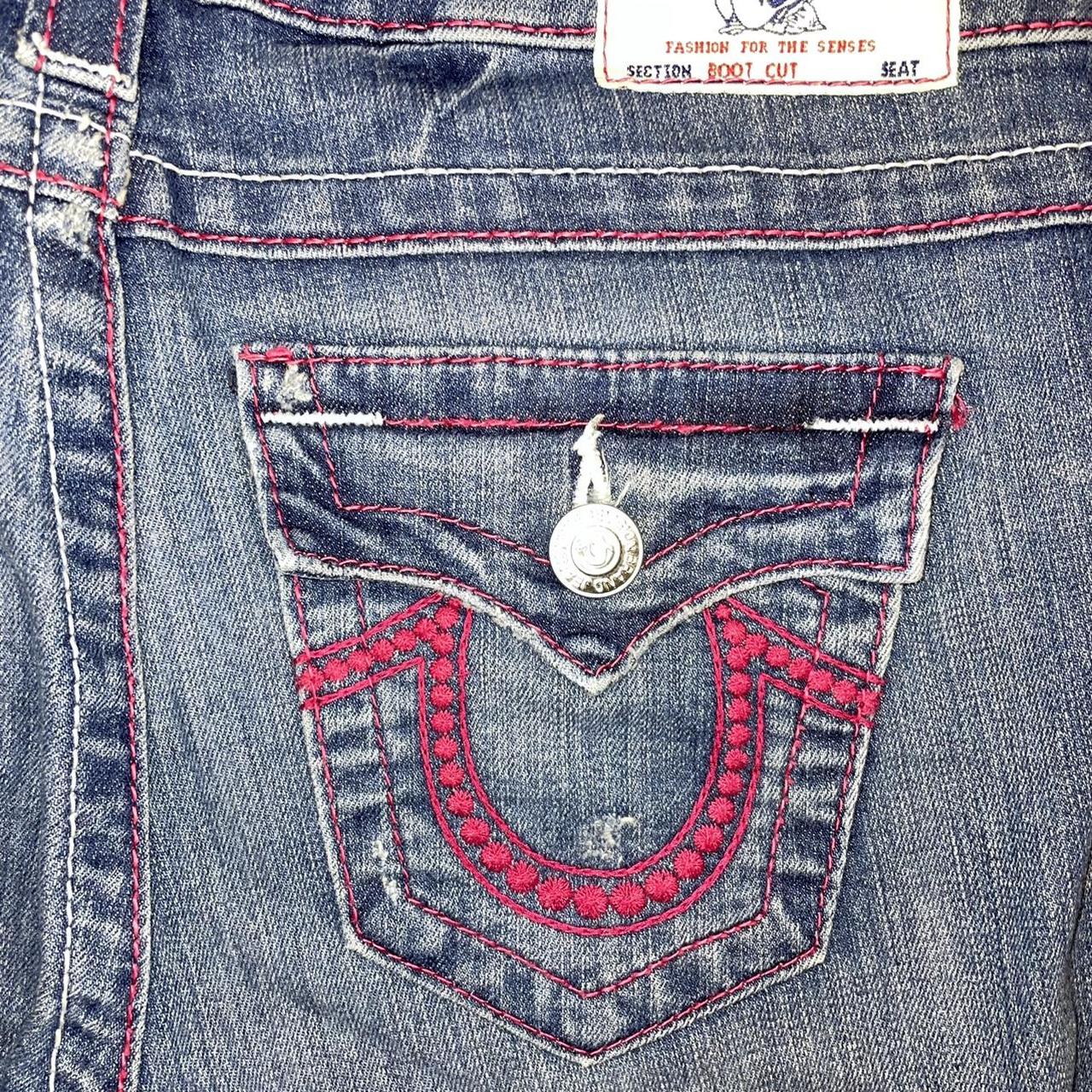 2000s true religions Super cute pink stitching in... - Depop